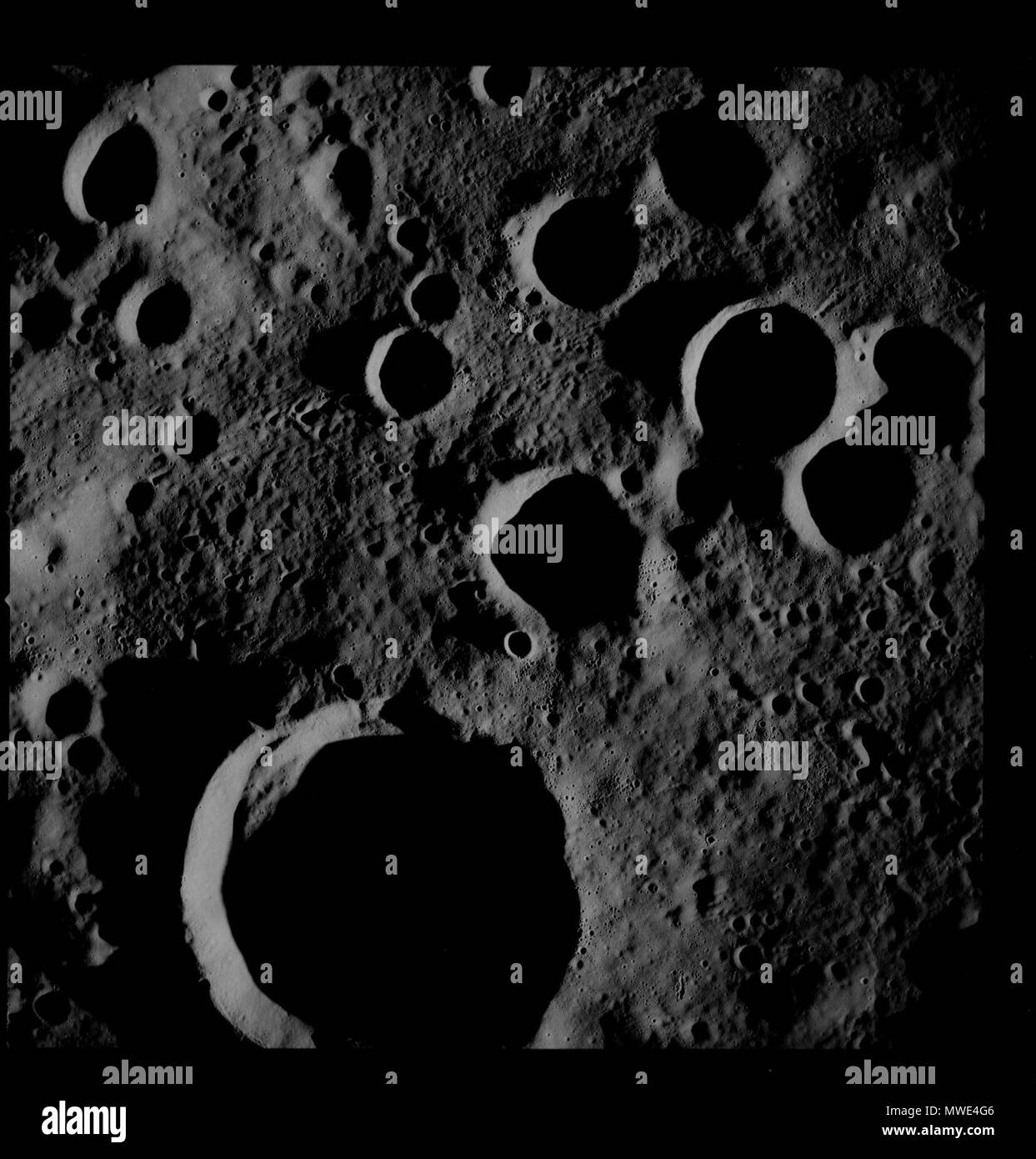 Apollo 8 mission. Lunar orbit showing texture topography and craters on ...