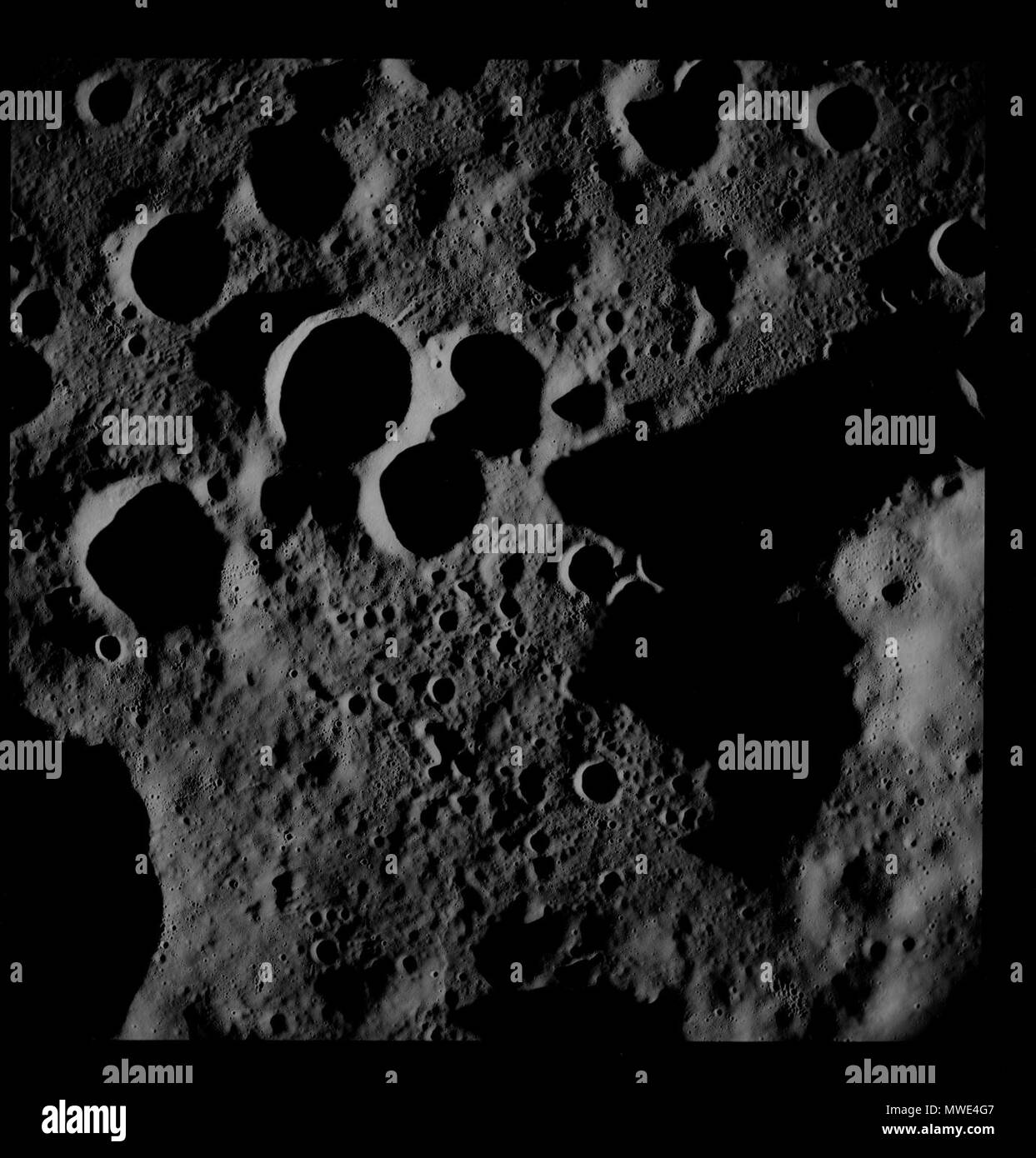 Apollo 8 mission. Lunar orbit showing texture topography and craters on ...