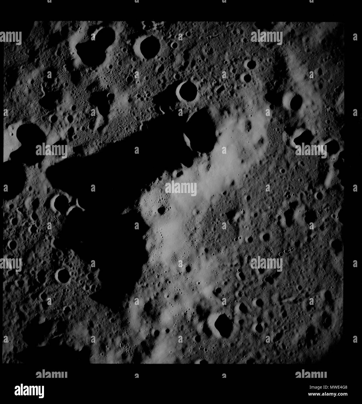 Apollo 8 mission. Lunar orbit showing texture topography and craters on ...