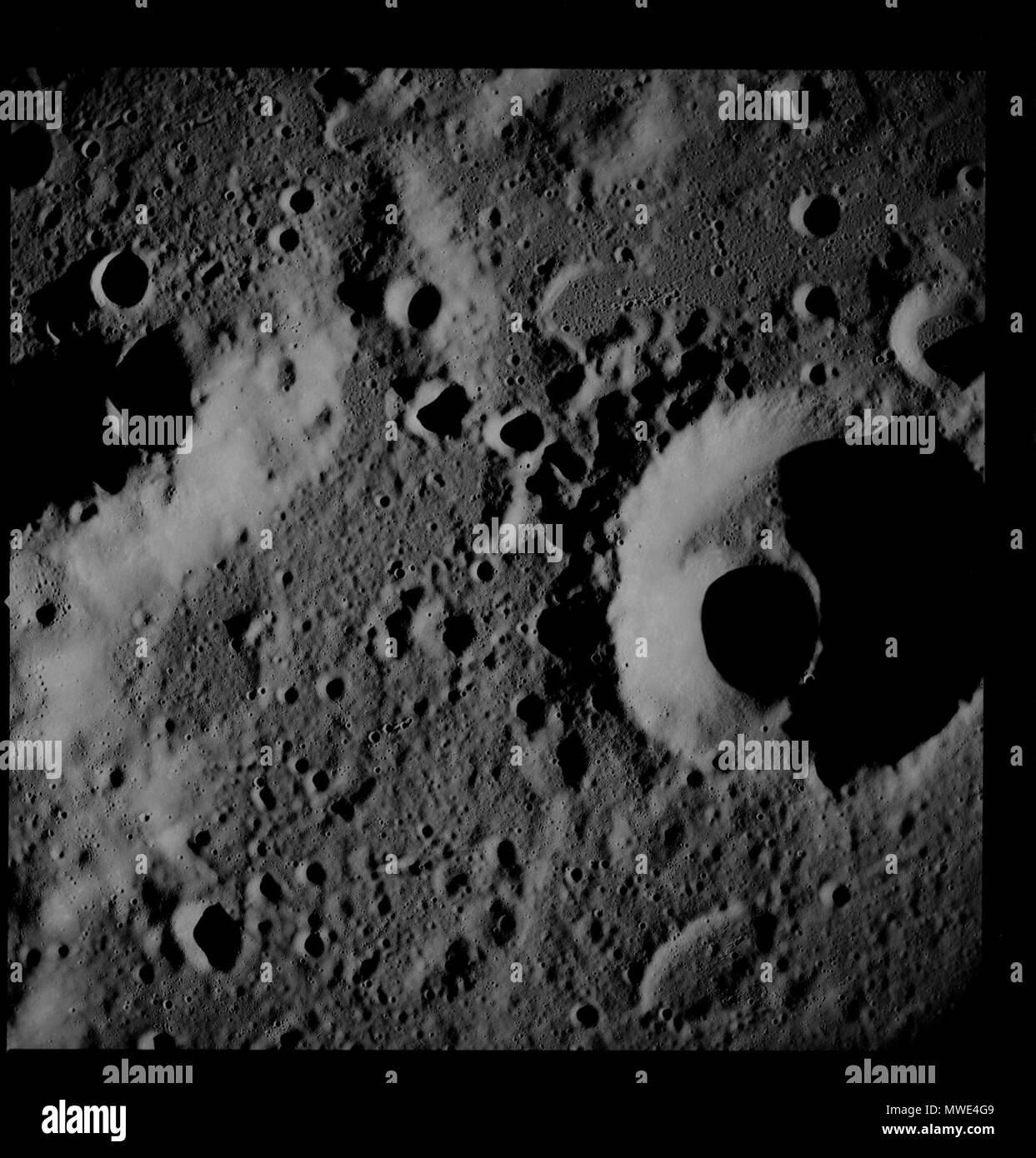 Apollo 8 mission. Lunar orbit showing texture topography and craters on ...