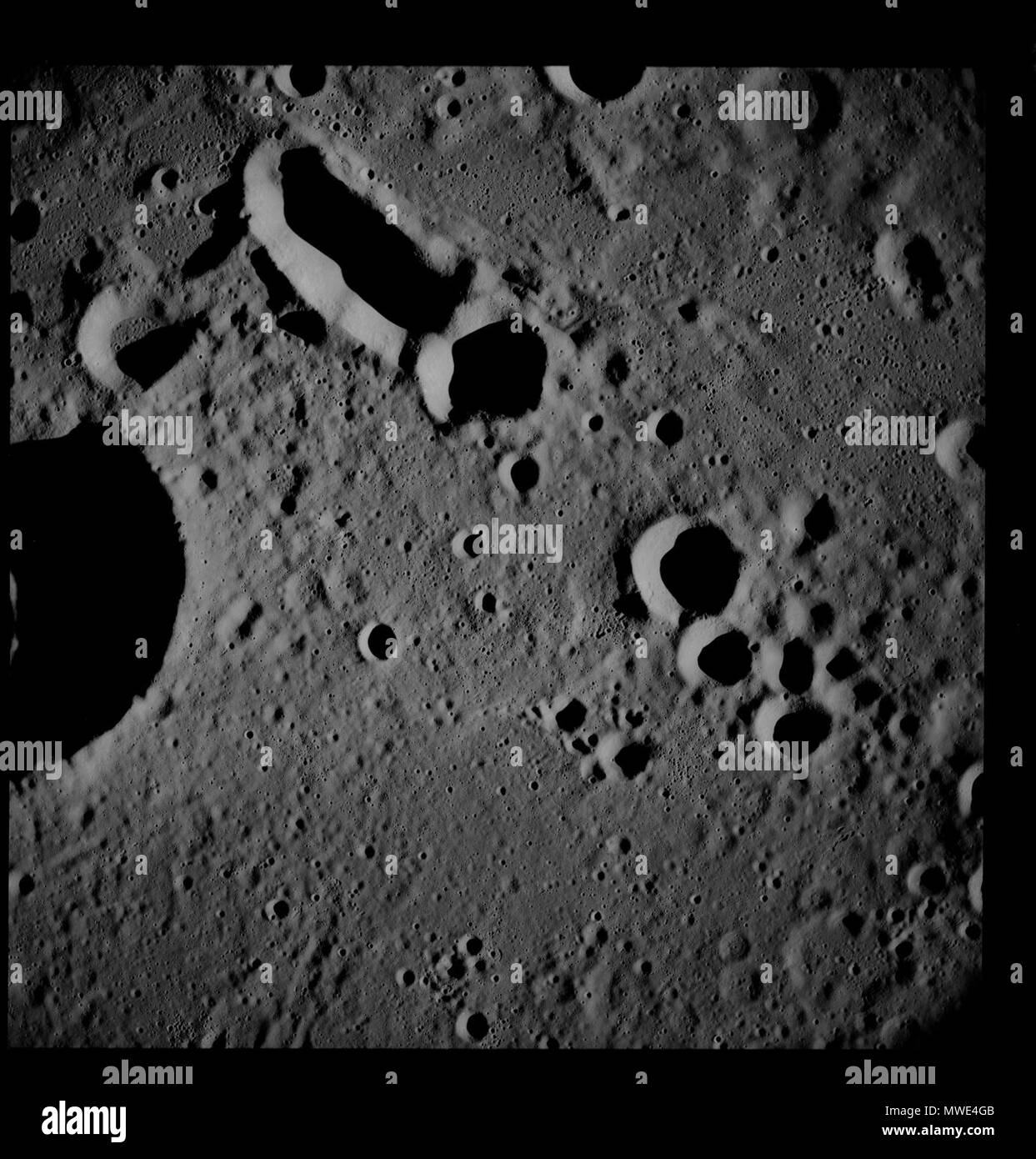 Apollo 8 mission. Lunar orbit showing texture topography and craters on ...