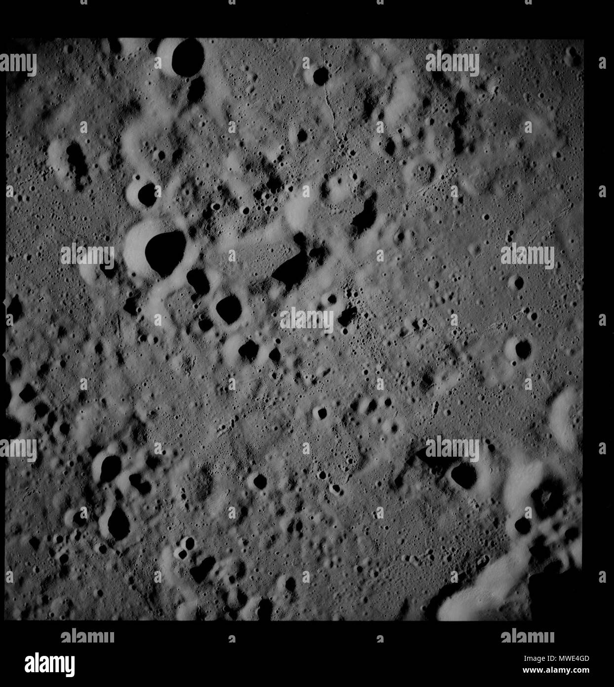 Apollo 8 mission. Lunar orbit showing texture topography and craters on ...