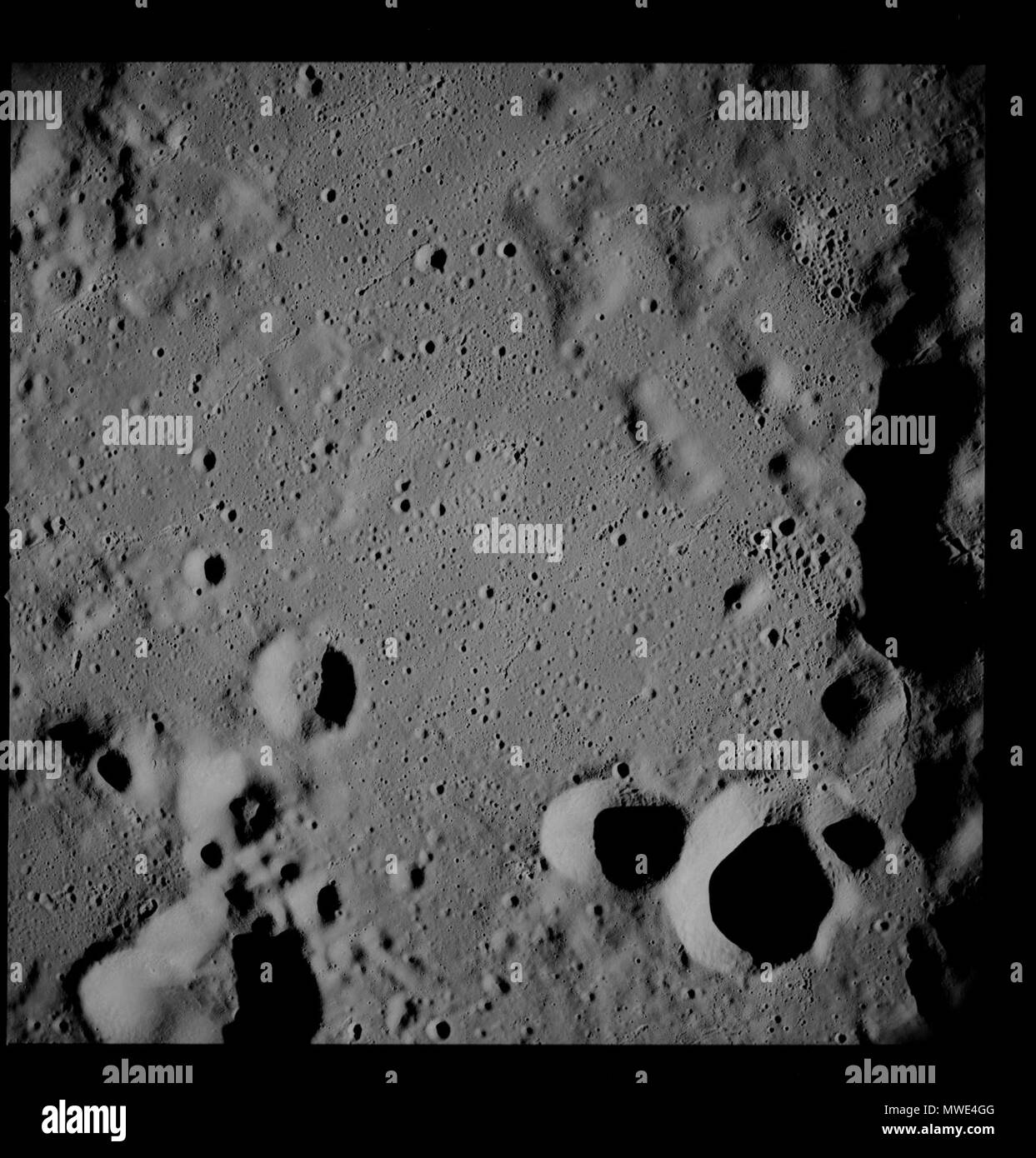 Apollo 8 mission. Lunar orbit showing texture topography and craters on ...