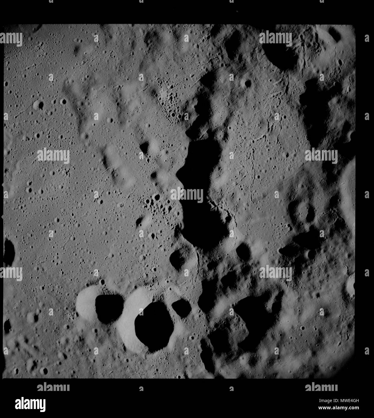 Apollo 8 mission. Lunar orbit showing texture topography and craters on ...