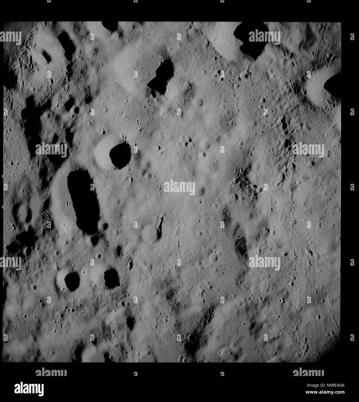 Apollo 8 mission. Lunar orbit showing texture topography and craters on ...