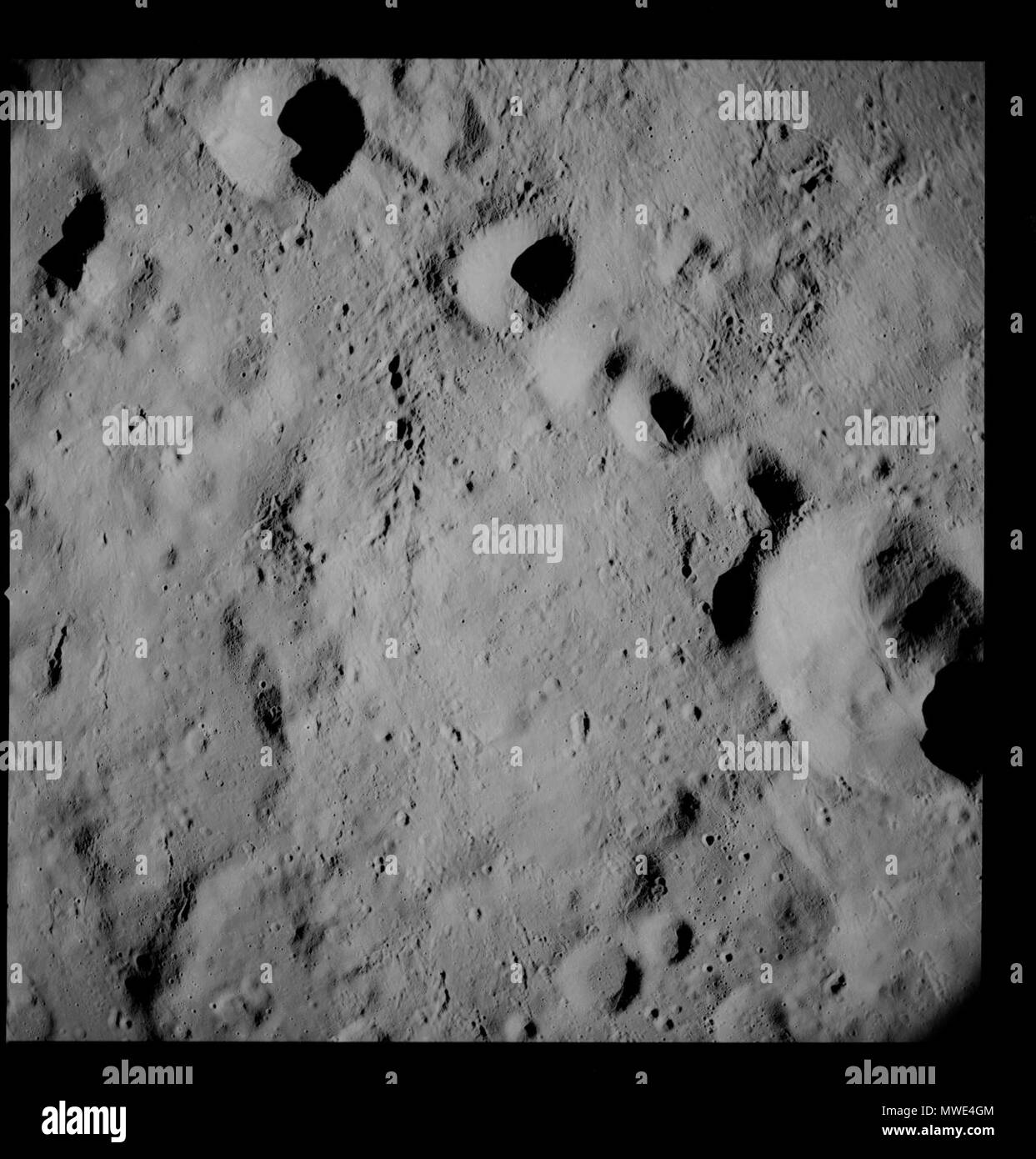 Apollo 8 mission. Lunar orbit showing texture topography and craters on ...