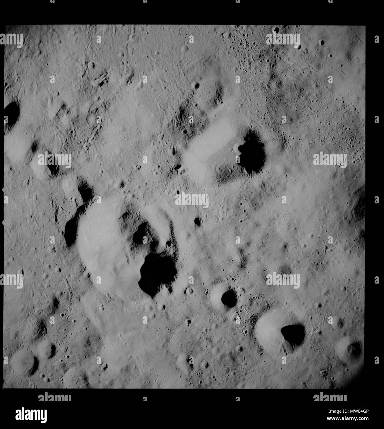Apollo 8 mission. Lunar orbit showing texture topography and craters on ...