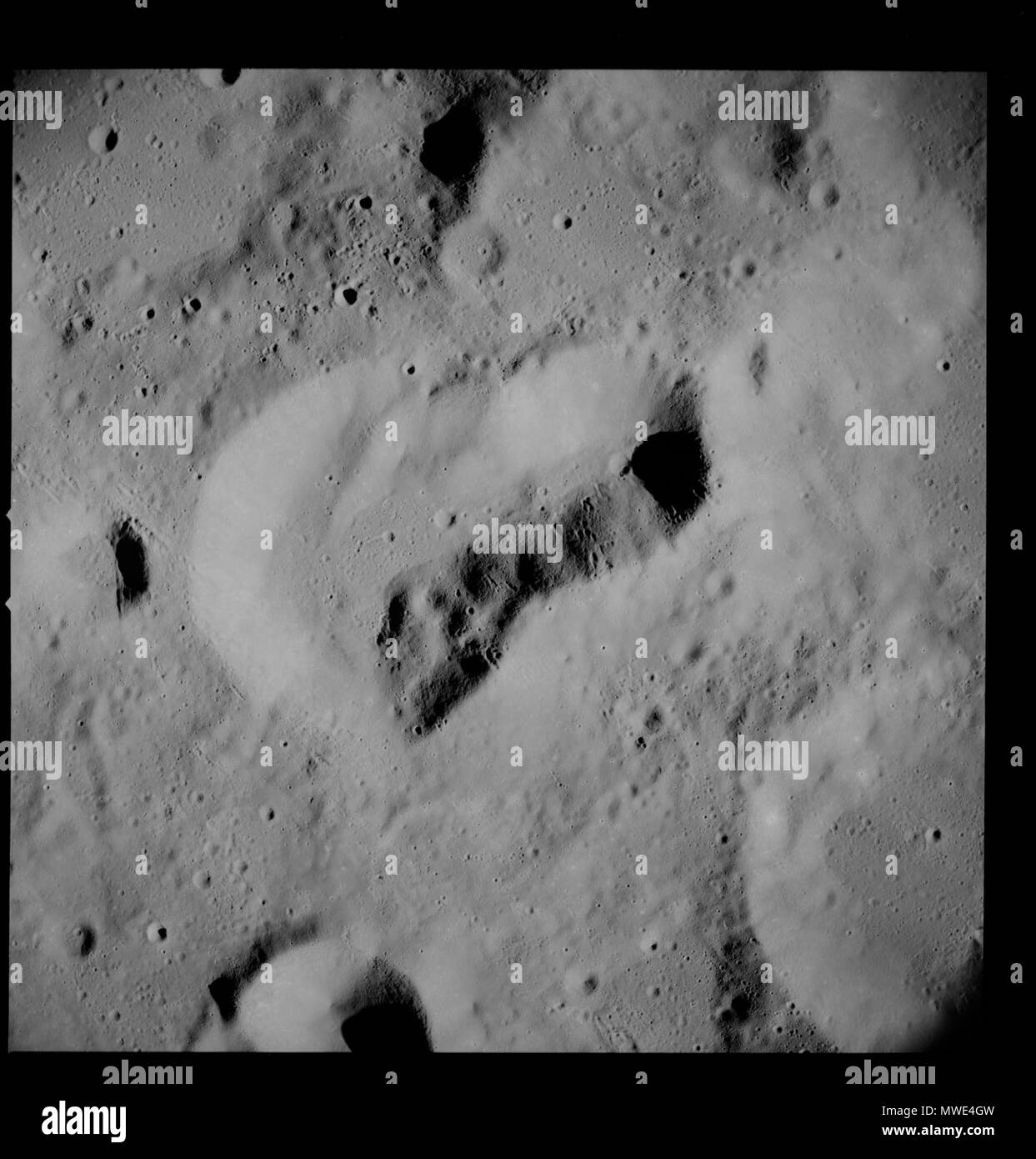 Apollo 8 mission. Lunar orbit showing texture topography and craters on ...