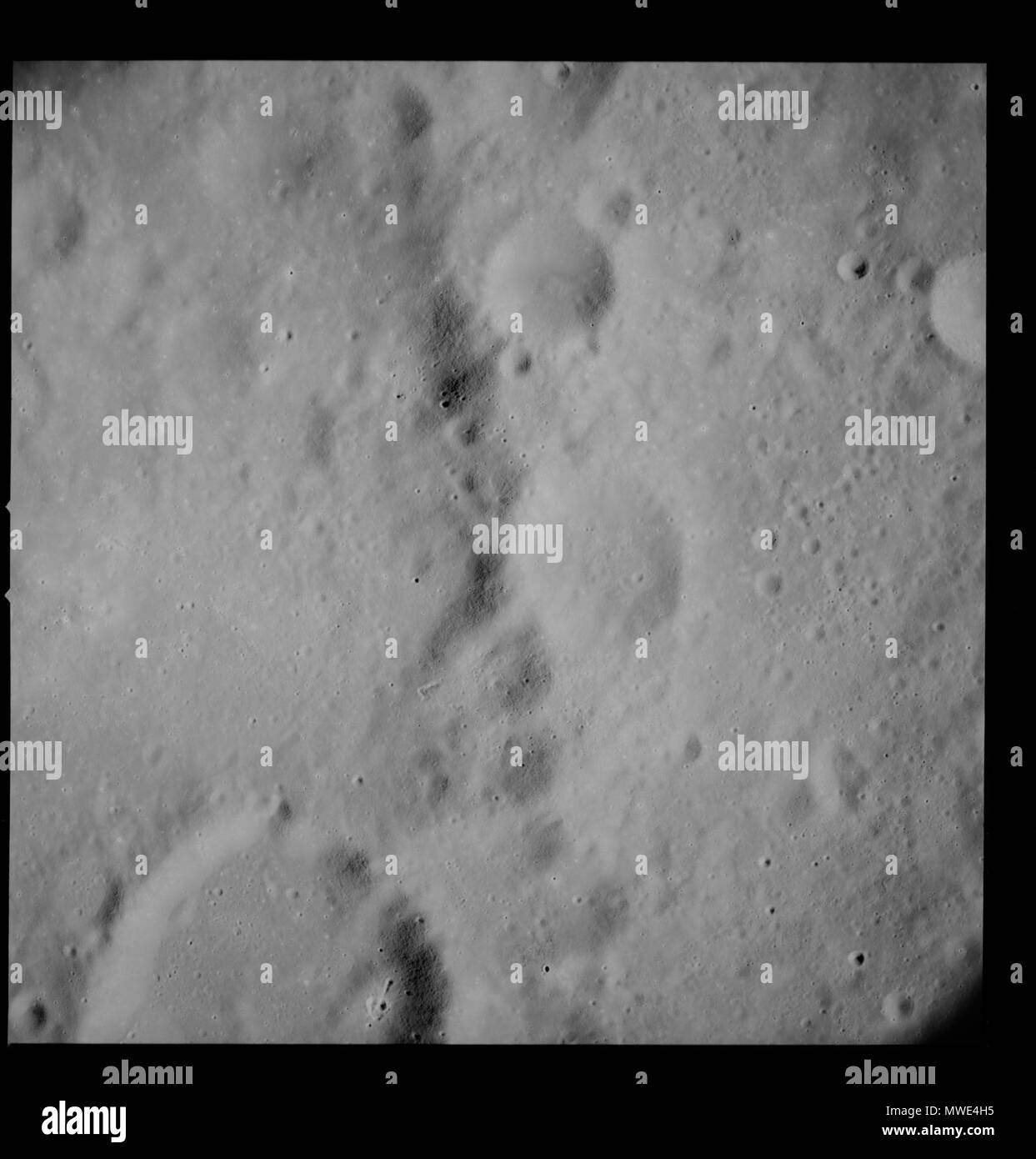 Apollo 8 mission. Lunar orbit showing texture topography and craters on ...