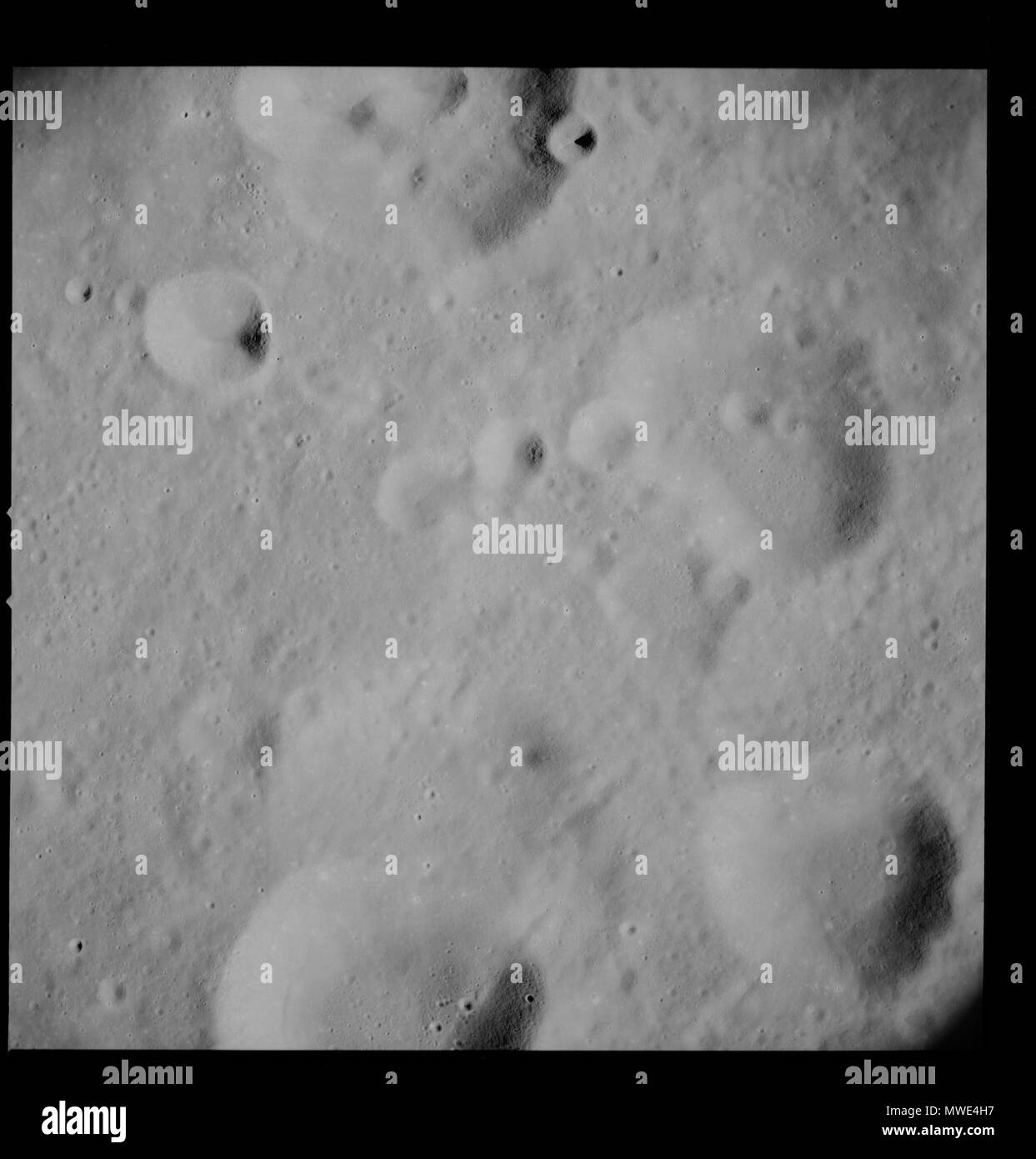 Apollo 8 mission. Lunar orbit showing texture topography and craters on ...