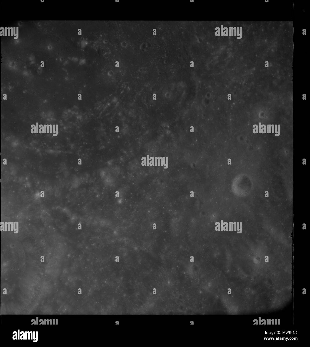 Apollo 8 mission. Lunar orbit showing texture topography and craters on ...