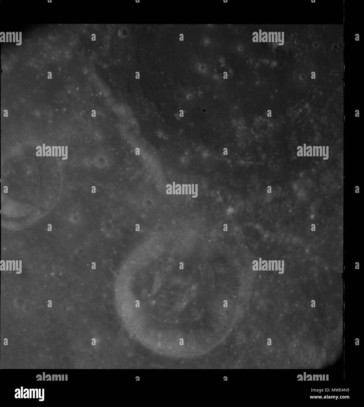 Apollo 8 mission. Lunar orbit showing texture topography and craters on ...