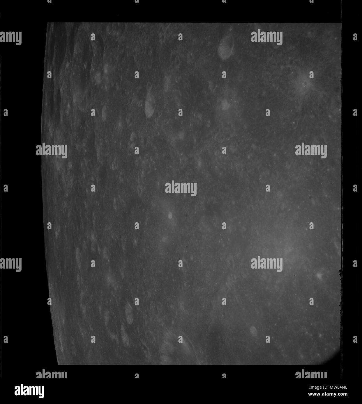 Apollo 8 mission. Lunar orbit showing texture topography and craters on ...