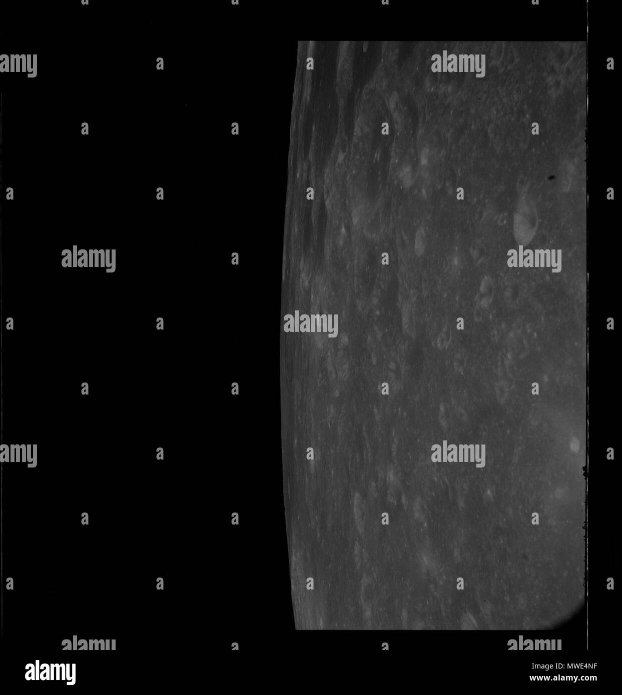 Apollo 8 mission. Lunar orbit showing texture topography and craters on ...