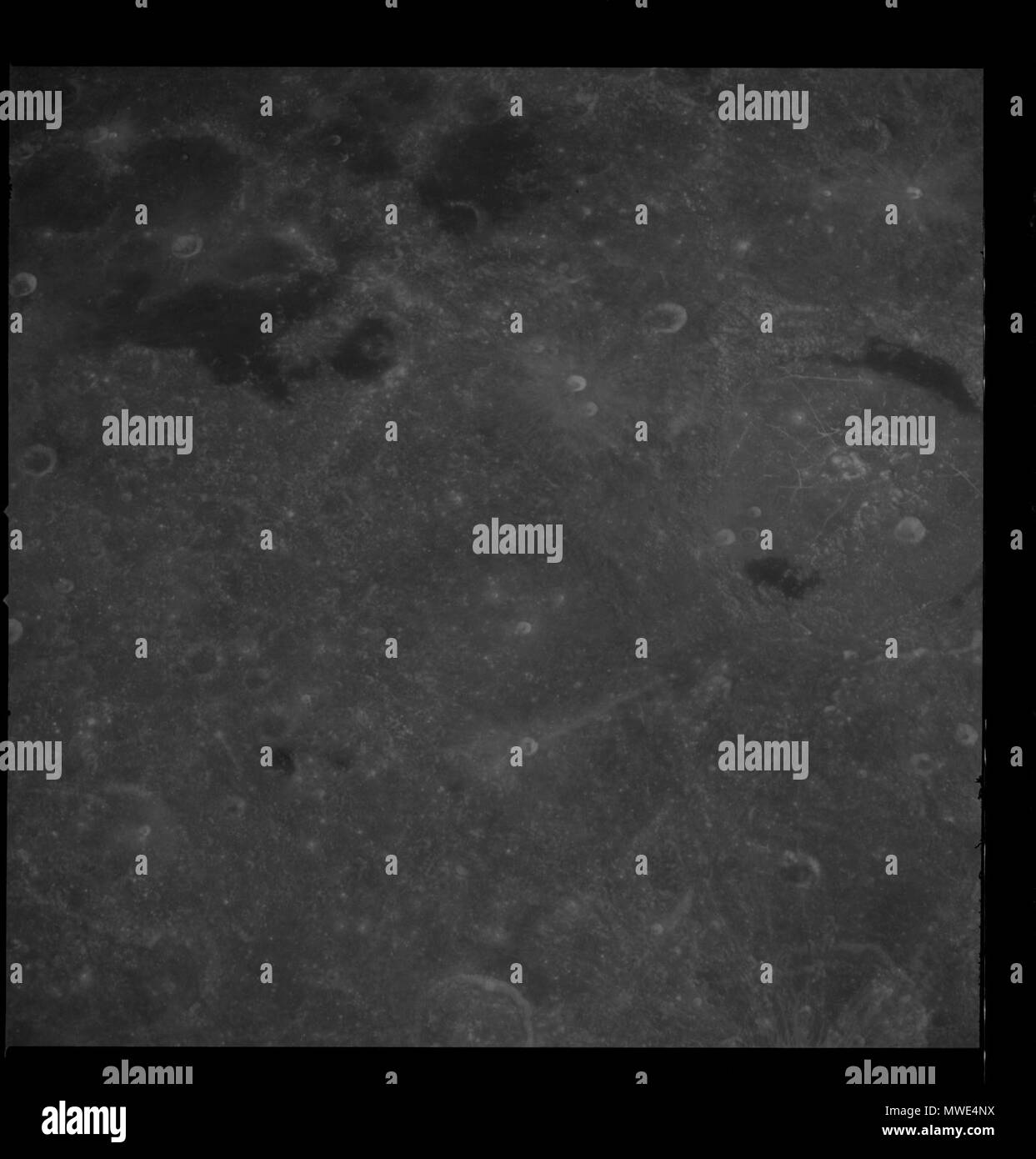 Apollo 8 mission. Lunar orbit showing texture topography and craters on ...