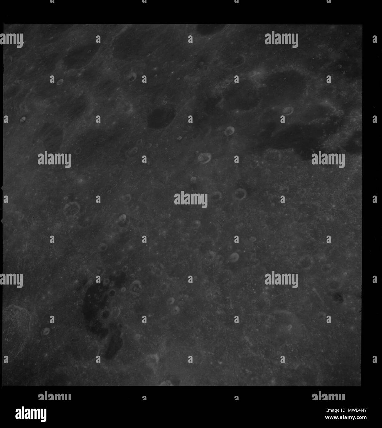 Apollo 8 mission. Lunar orbit showing texture topography and craters on ...