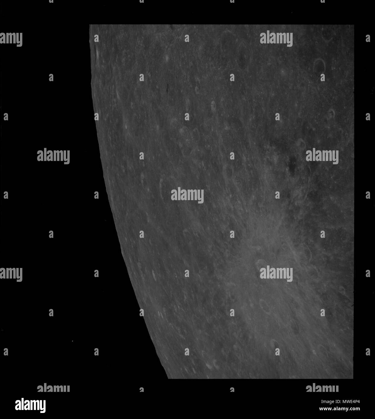 Apollo 8 mission. Lunar orbit showing texture topography and craters on ...