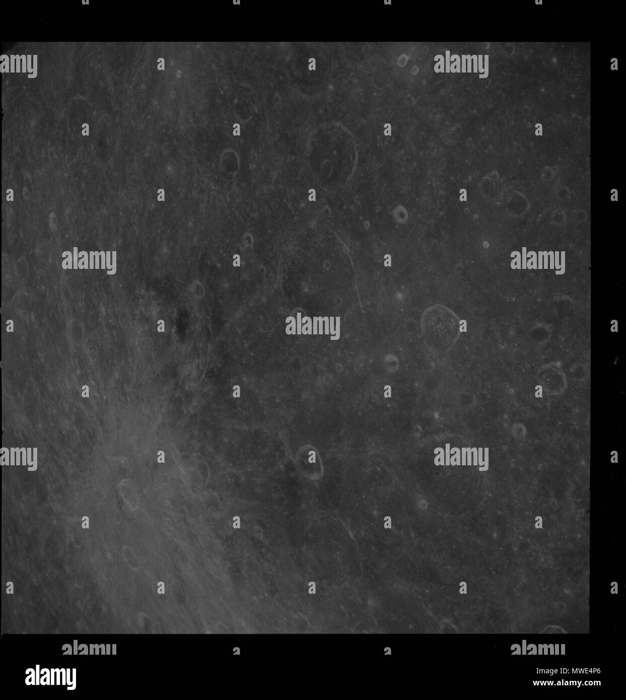 Apollo 8 mission. Lunar orbit showing texture topography and craters on ...