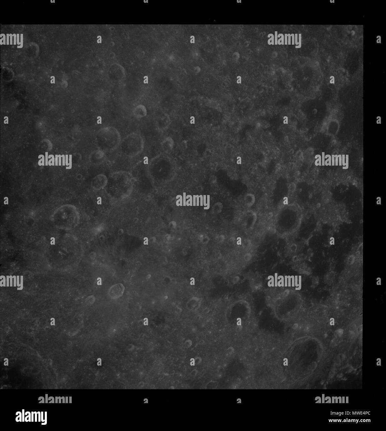 Apollo 8 mission. Lunar orbit showing texture topography and craters on ...