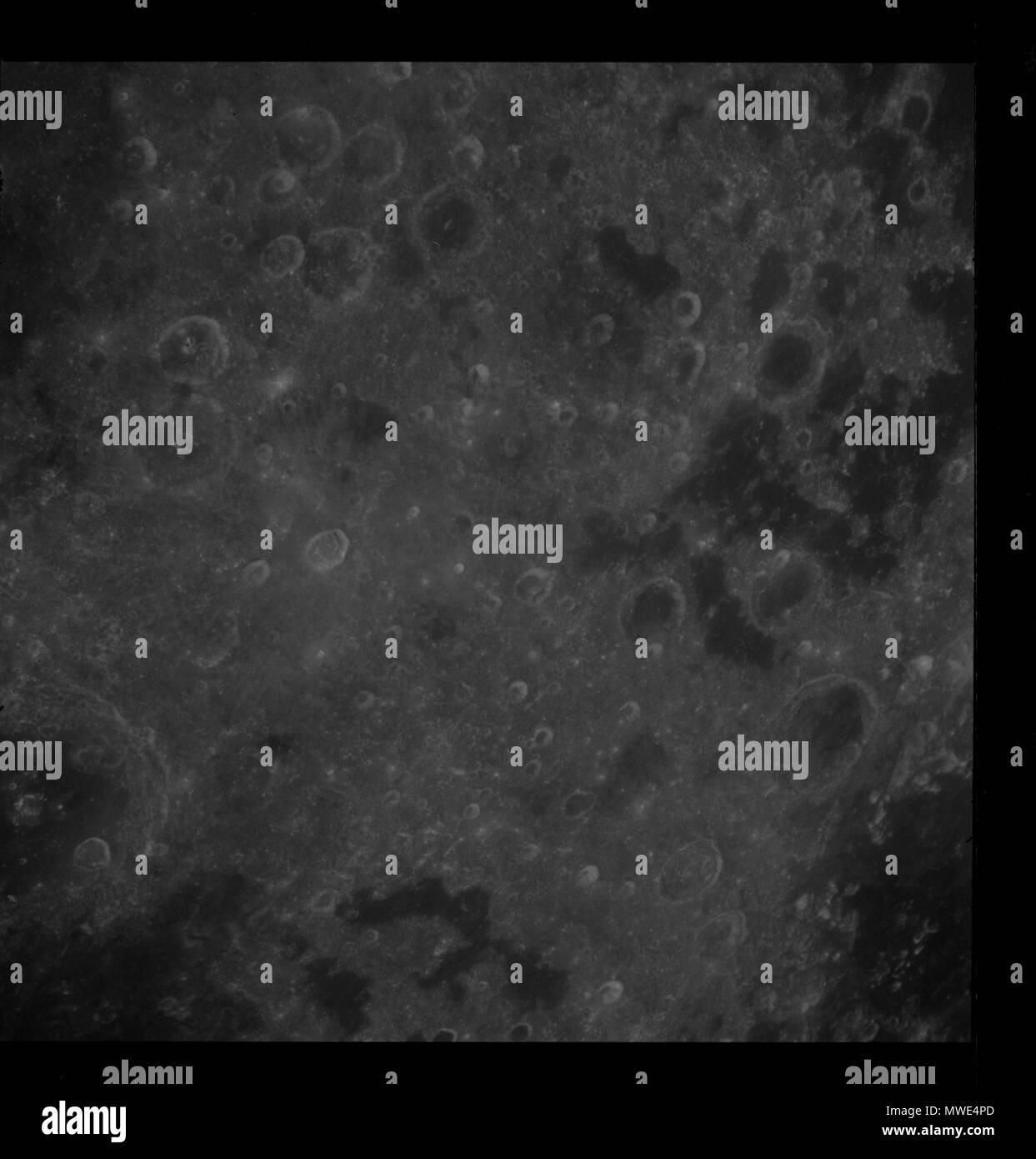 Apollo 8 mission. Lunar orbit showing texture topography and craters on ...