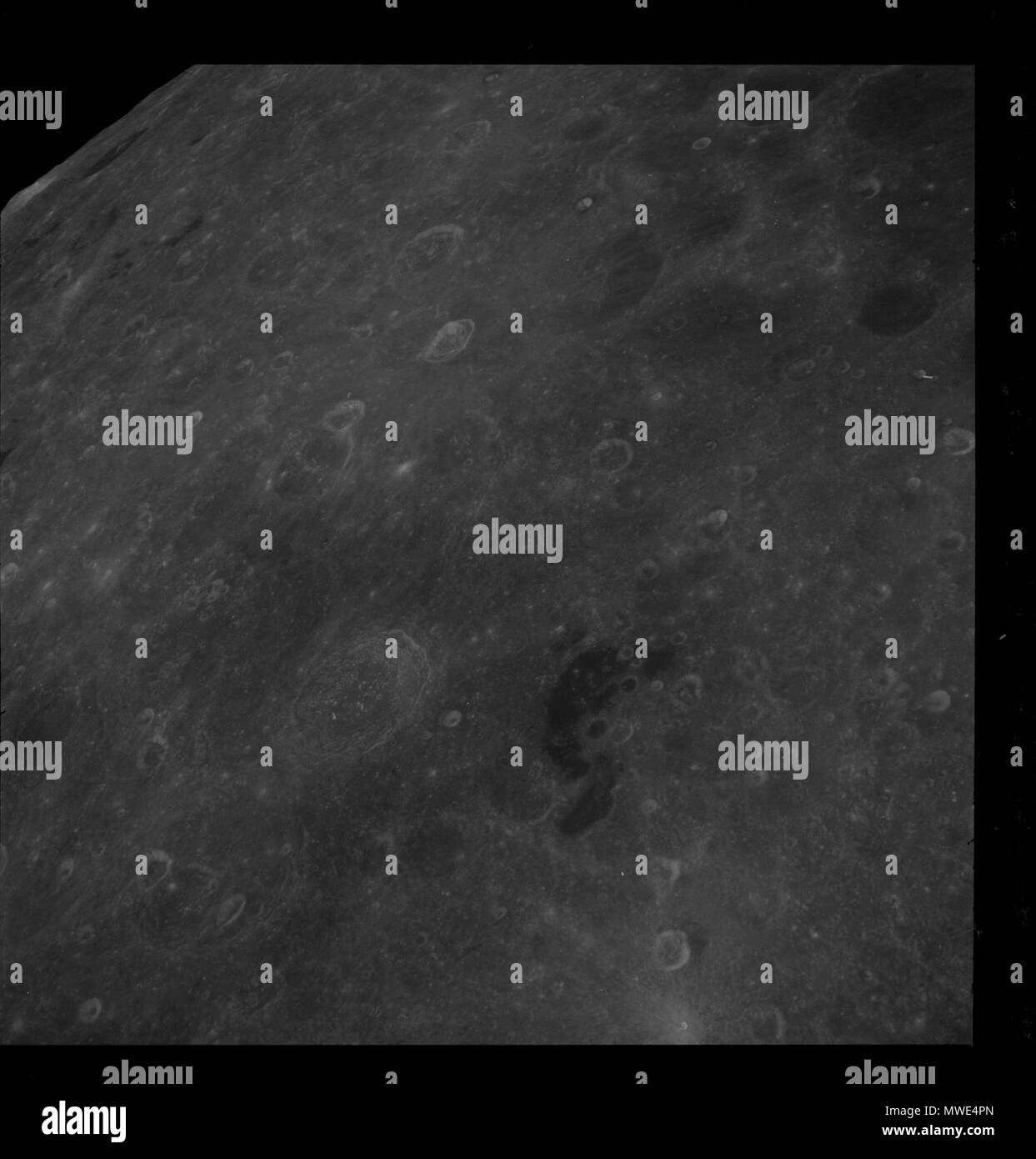 Apollo 8 mission. Lunar orbit showing texture topography and craters on ...