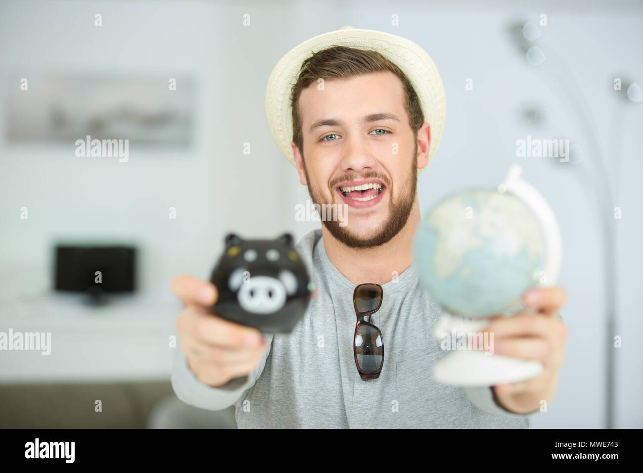 happy man going on holidays Stock Photo - Alamy