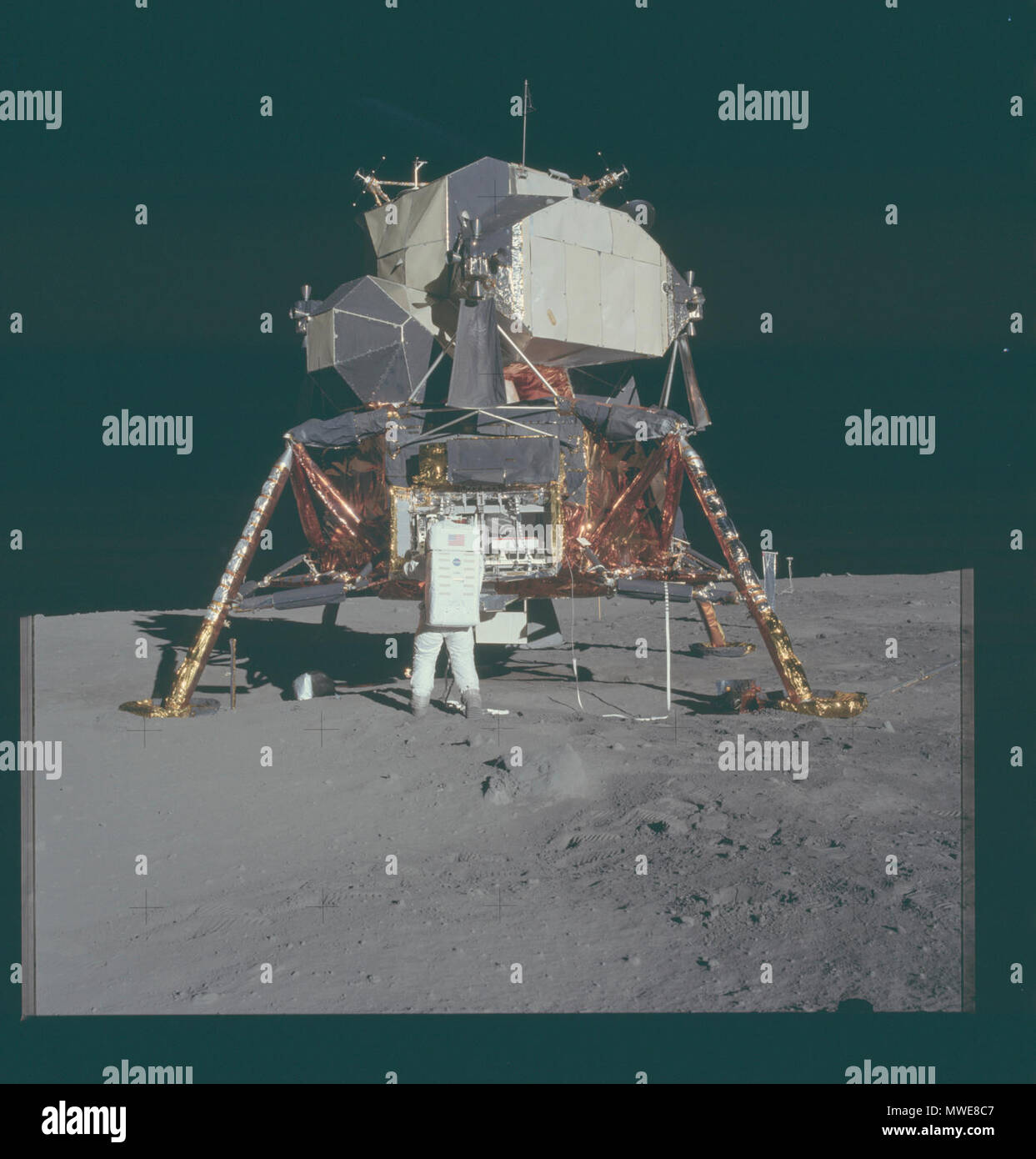 Apollo moon mission. Exploring the moons surface with landing module ...