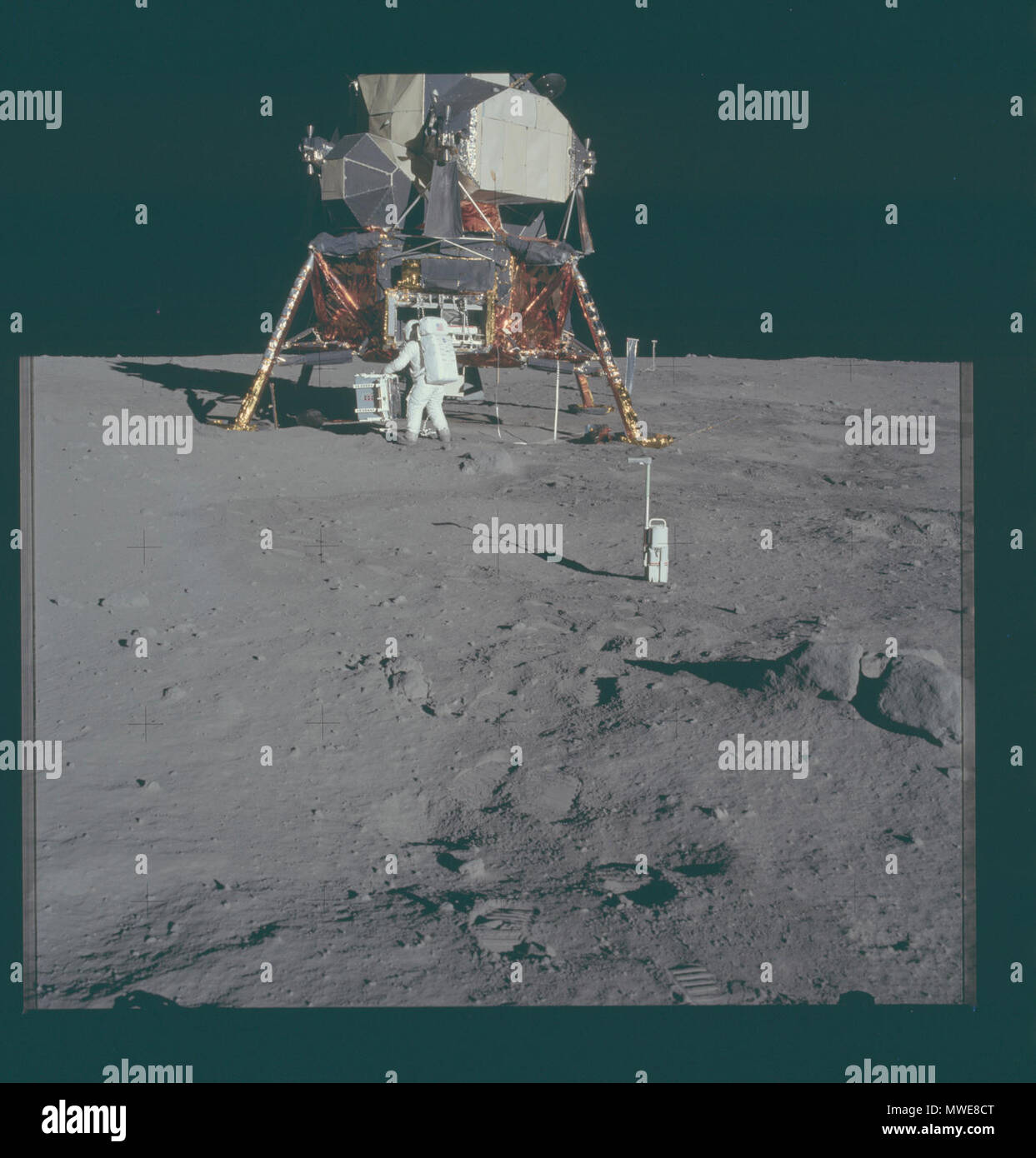Apollo moon mission. Exploring the moons surface with landing module ...