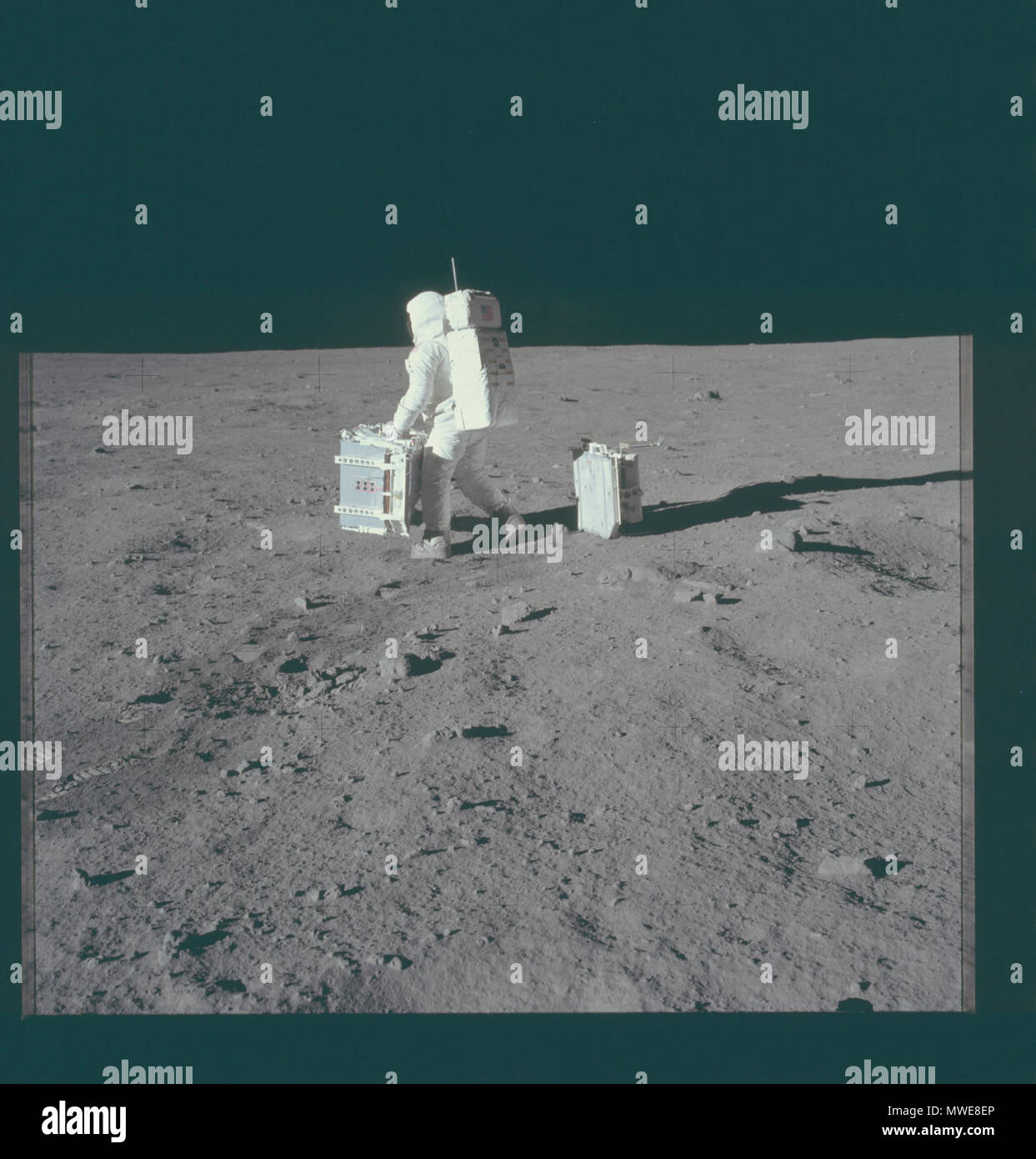 Apollo moon mission. Exploring the moons surface. Moonwalk Stock Photo ...