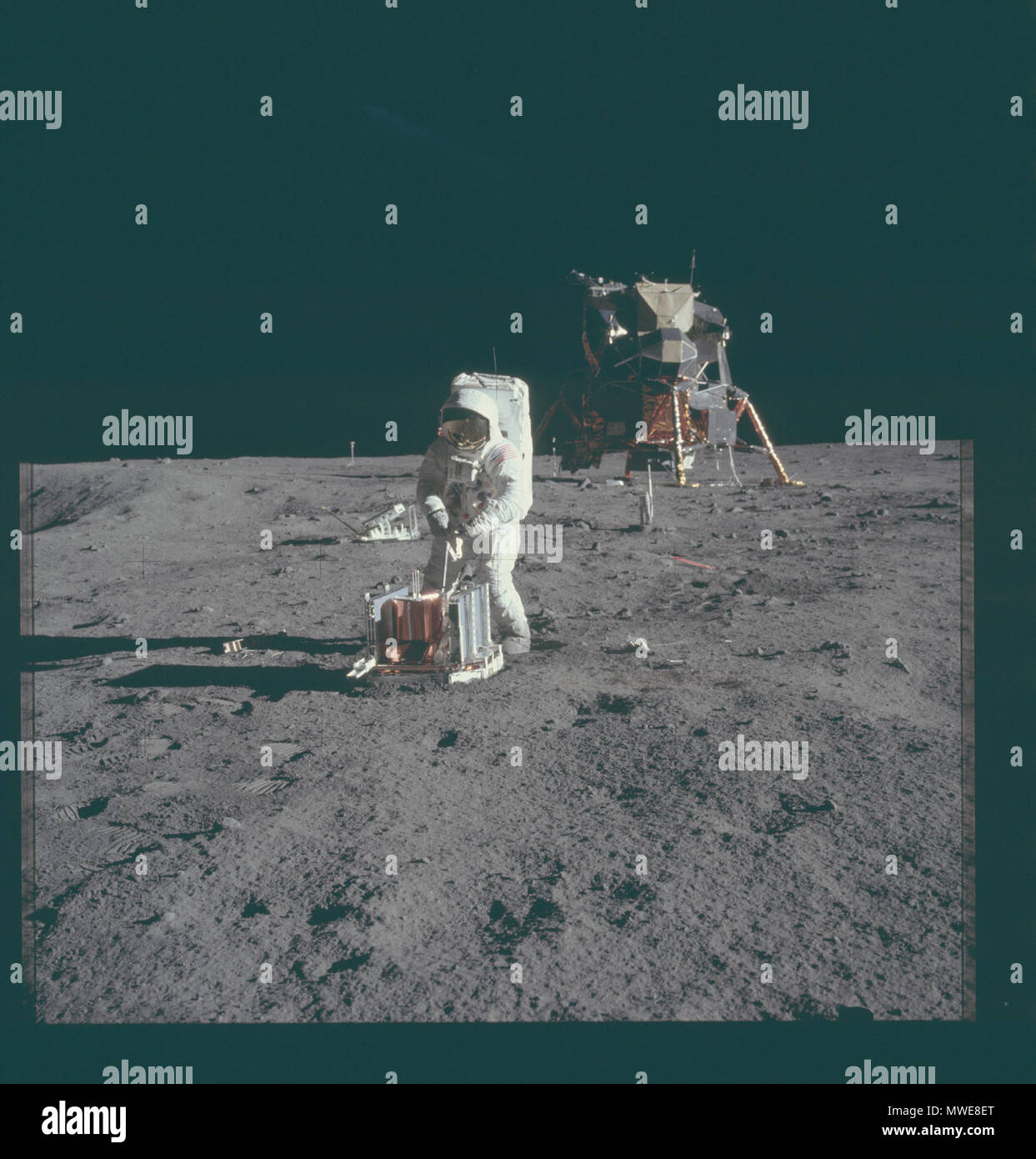 Apollo moon mission. Exploring the moons surface. Moonwalk Stock Photo ...