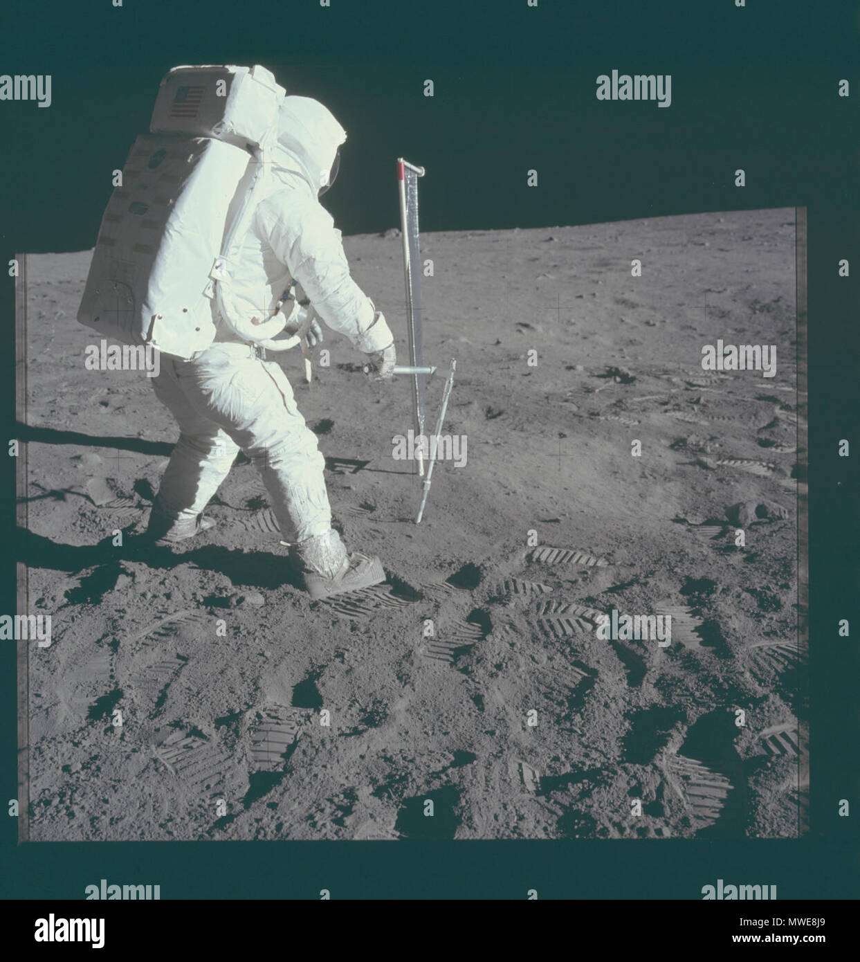 Apollo moon mission. Exploring the moons surface. Moonwalk Stock Photo ...