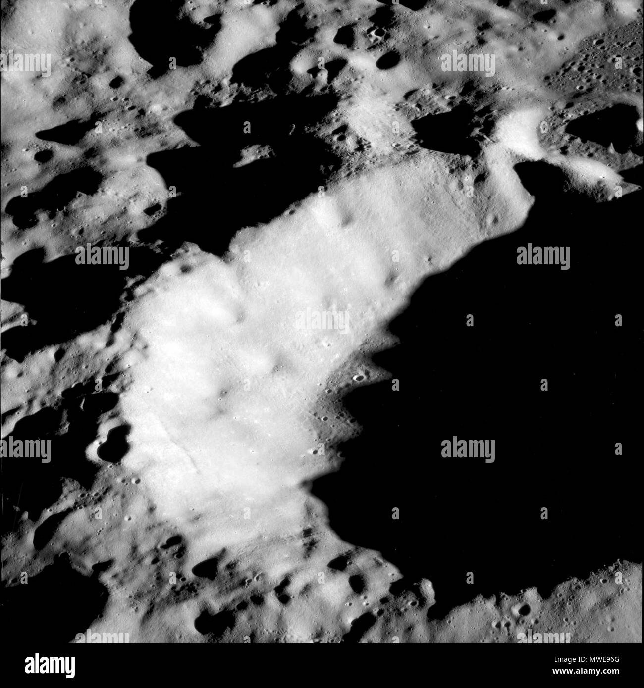 Apollo 11 mission. Lunar orbit showing texture topography and craters ...