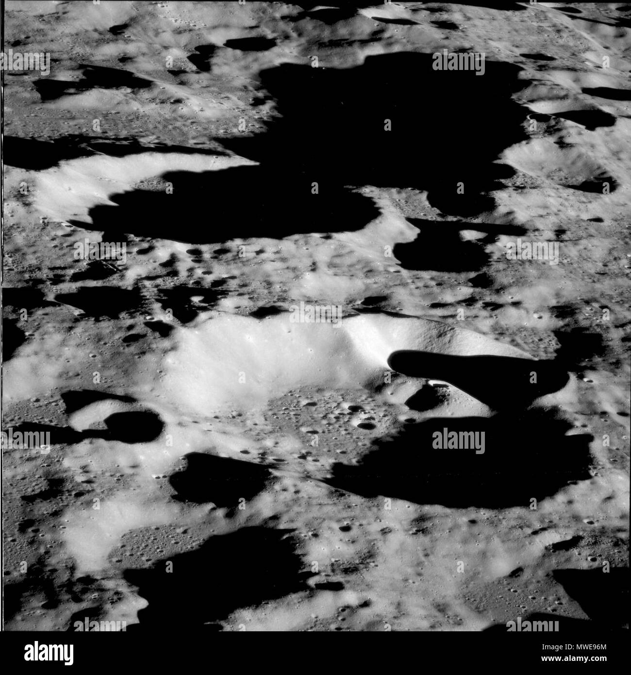Apollo 11 mission. Lunar orbit showing texture topography and craters ...