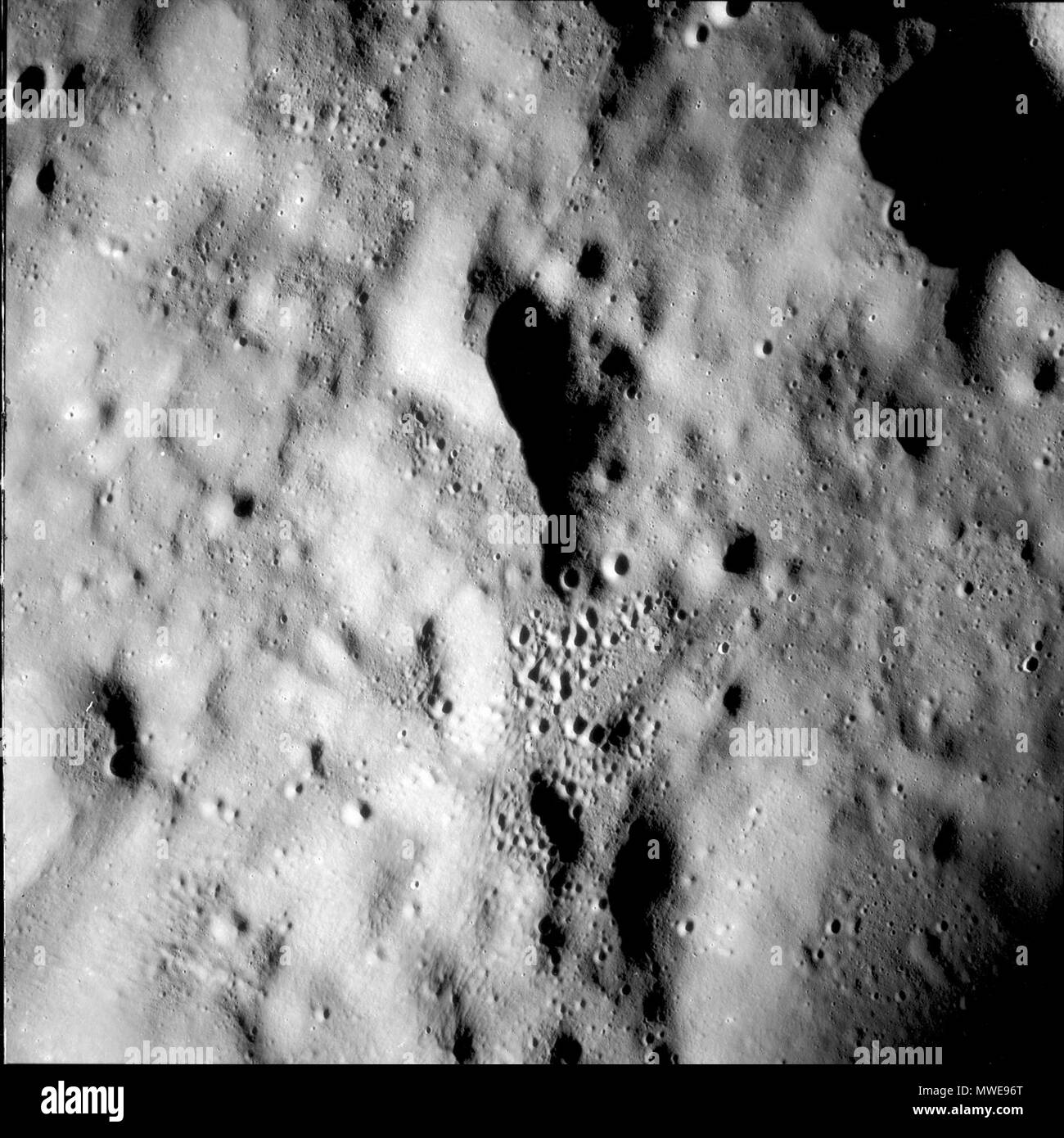 Apollo 11 mission. Lunar orbit showing texture topography and craters ...