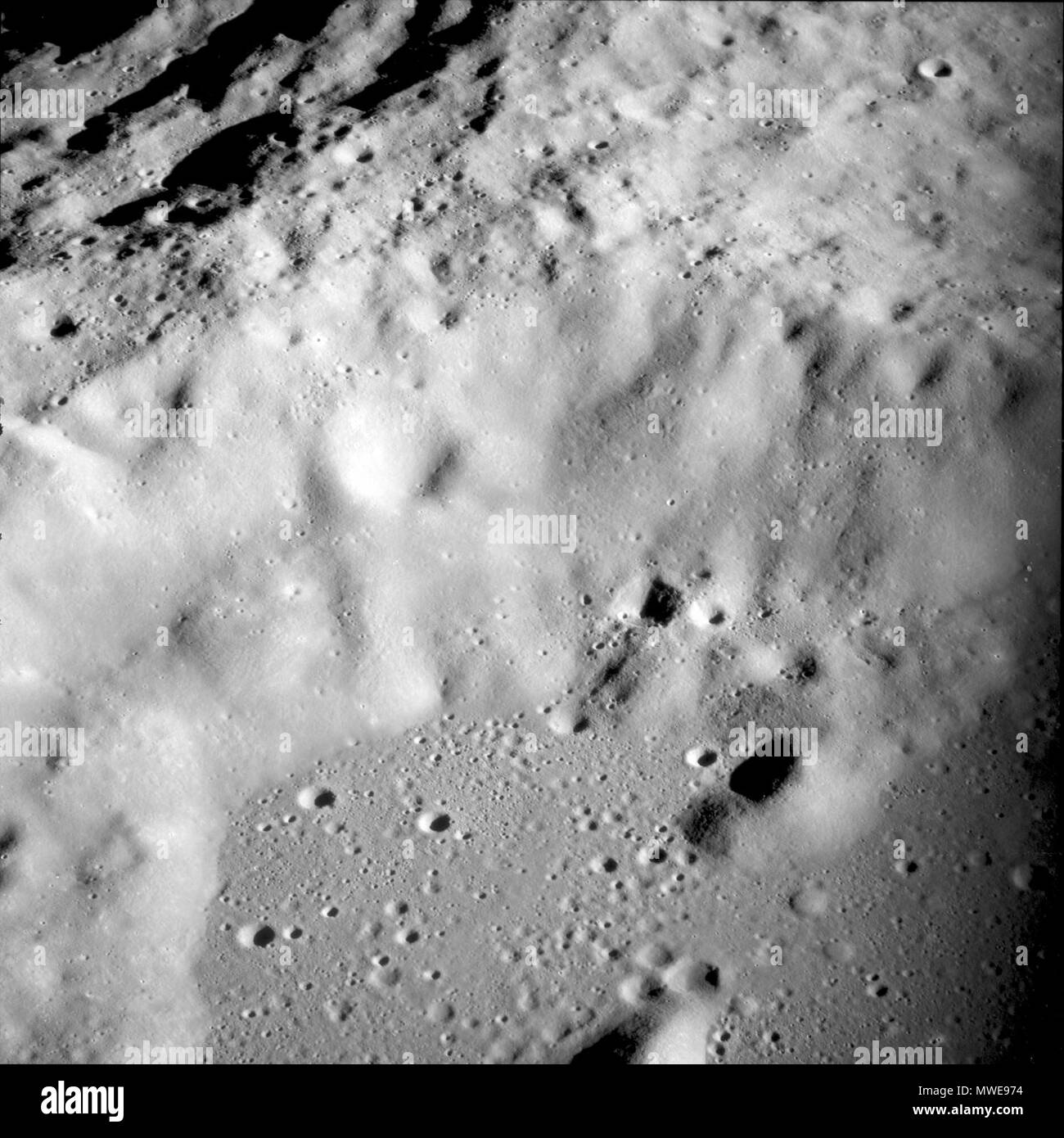 Apollo 11 mission. Lunar orbit showing texture topography and craters ...