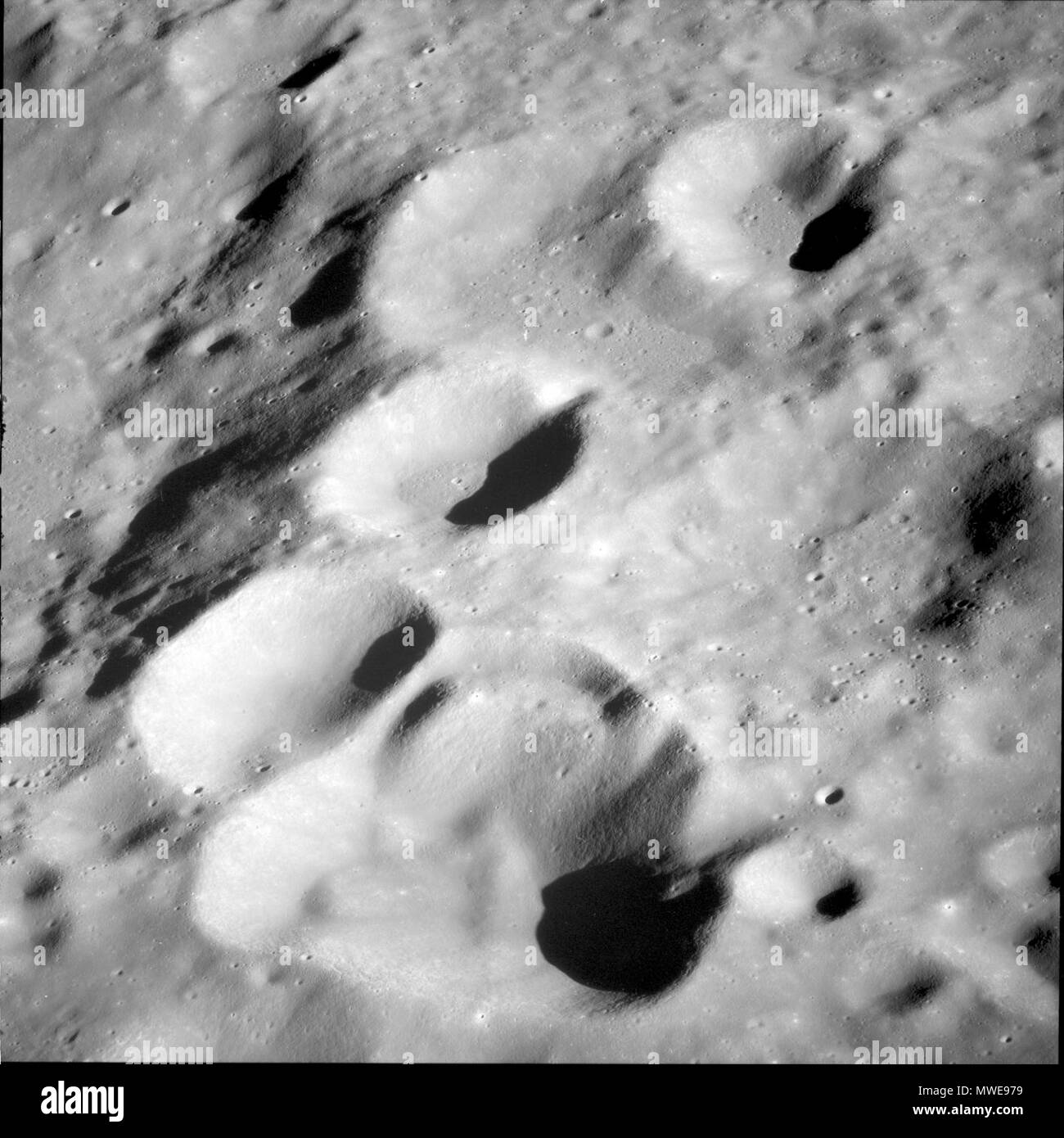 Apollo 11 mission. Lunar orbit showing texture topography and craters ...