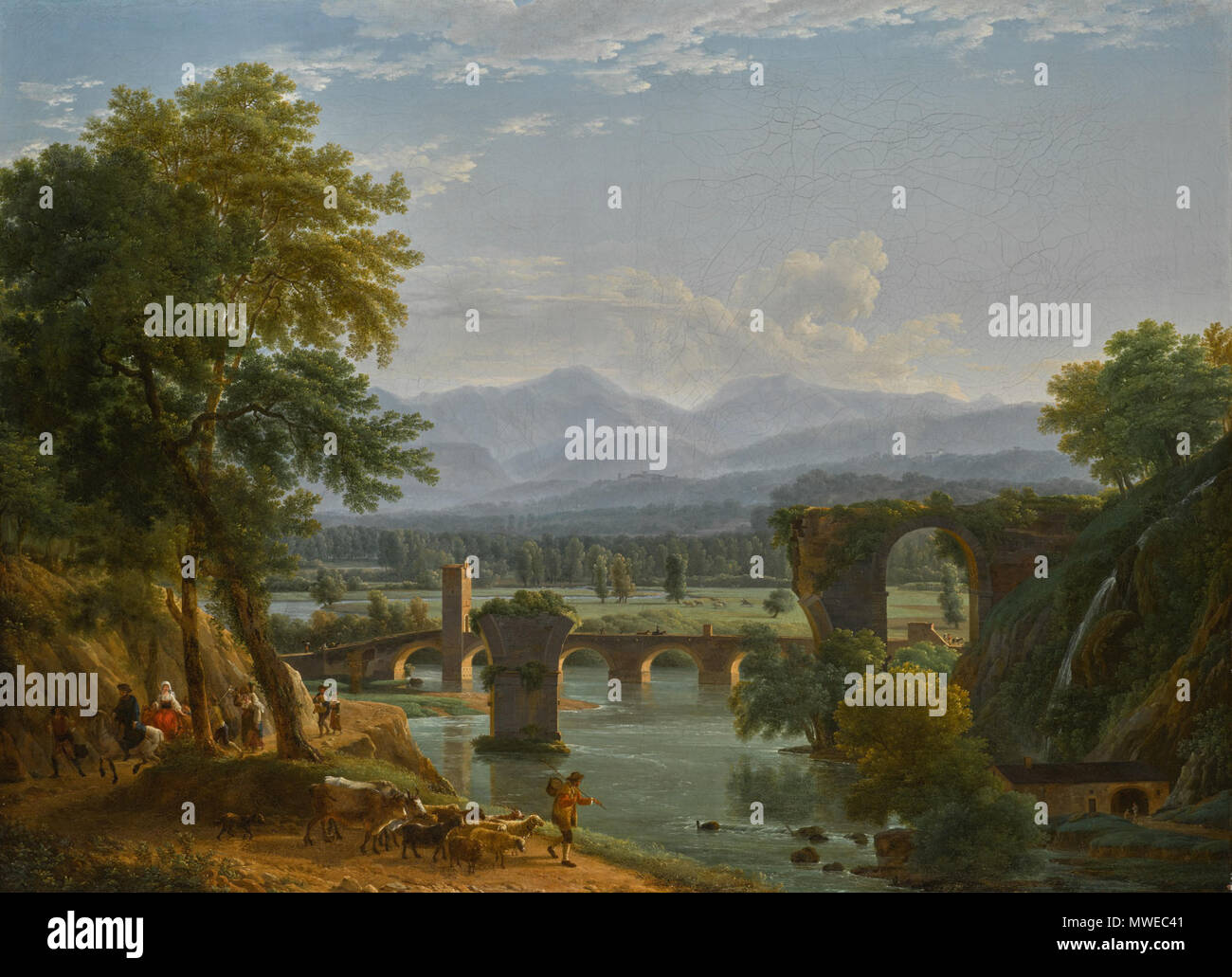 . The Augustus bridge over the river Nera, near the city of Narni ...