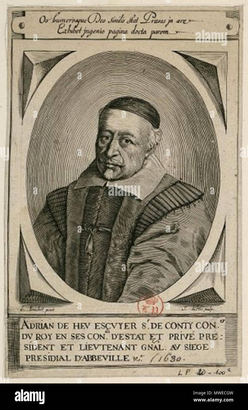 . English: Portrait of Adrian de Heu engraved by Jacques de His ...