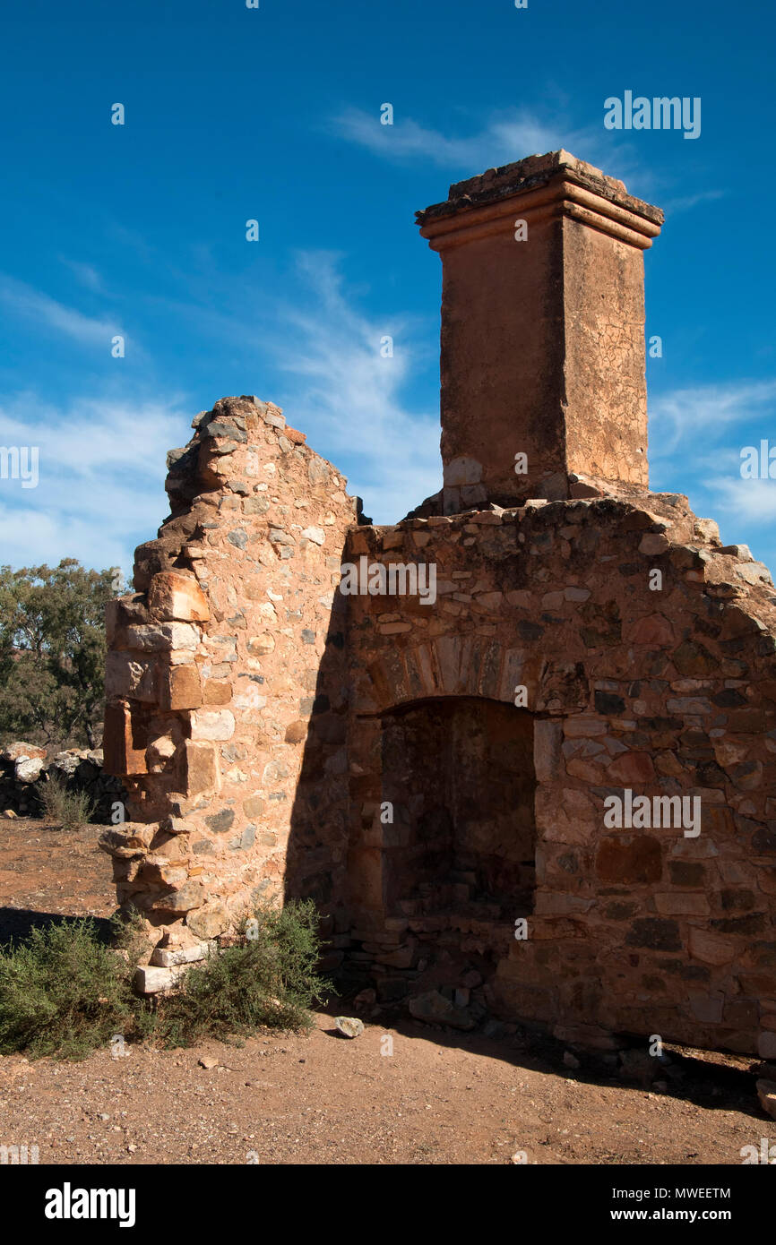 Kanyaka South Australia, partial wall with fireplace and chimney at ...