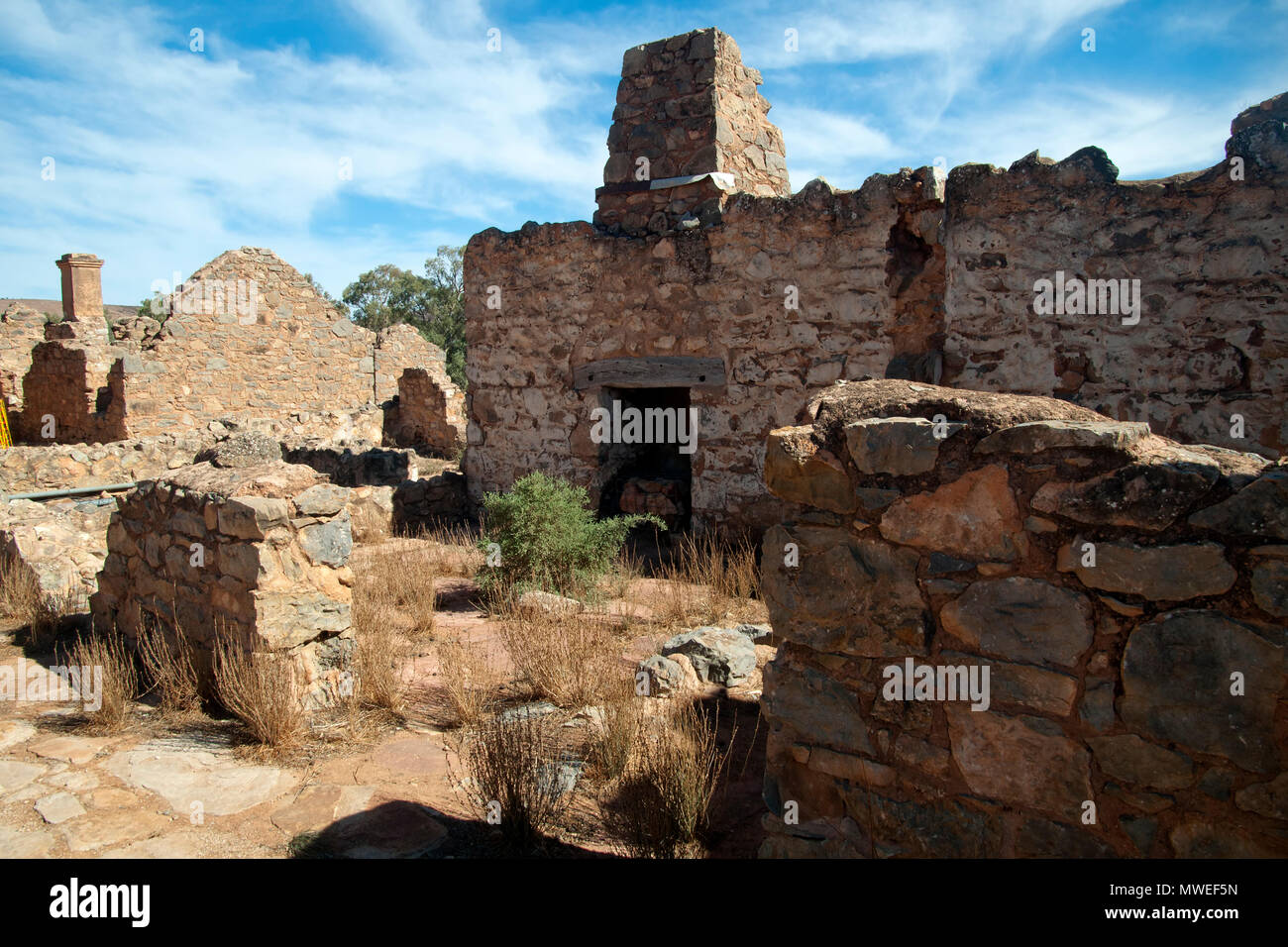 Kanyaka South Australia, partial walls and rooms with fireplace and ...