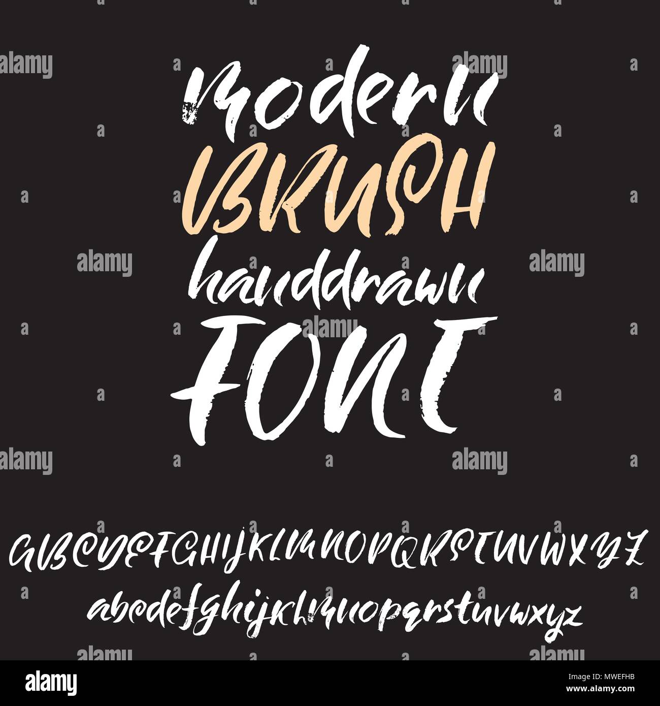 Grunge distress font. Modern dry brush ink letters. Handwritten ...