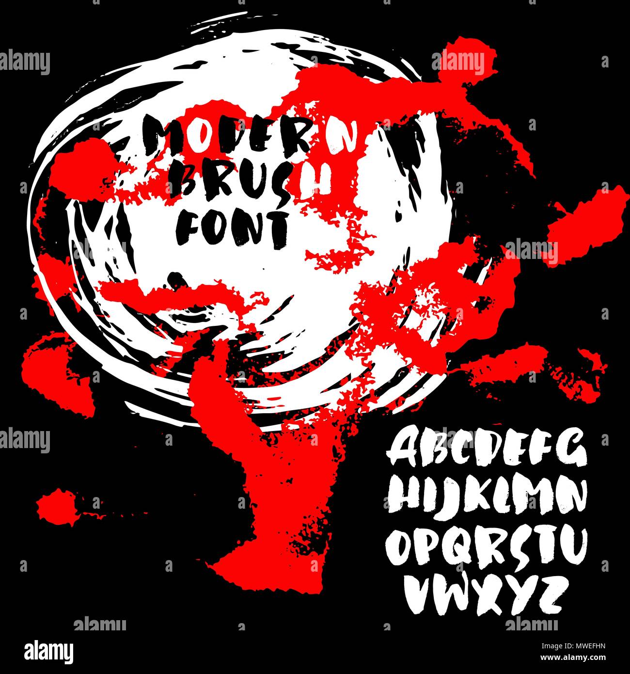 Grunge distress font. Modern dry brush ink letters. Handwritten ...