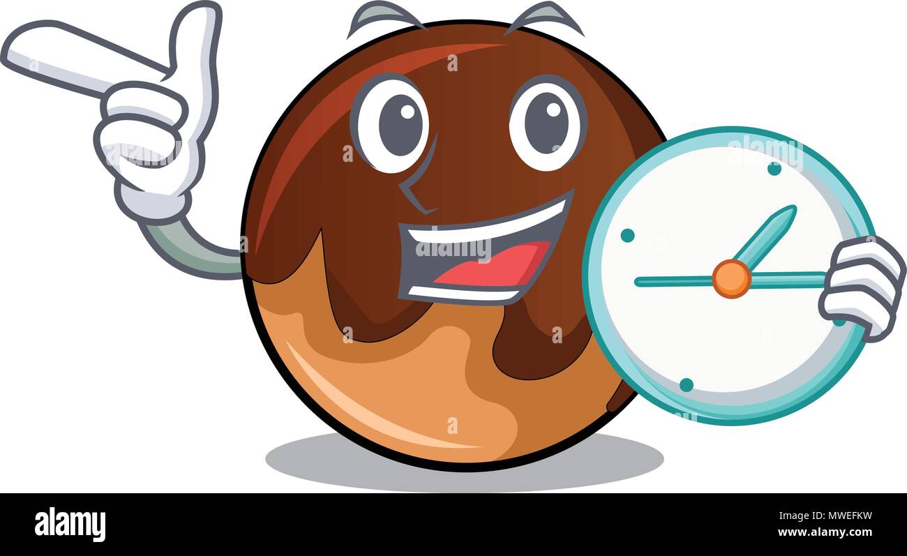 With clock chocolate donut character cartoon Stock Vector Image & Art ...