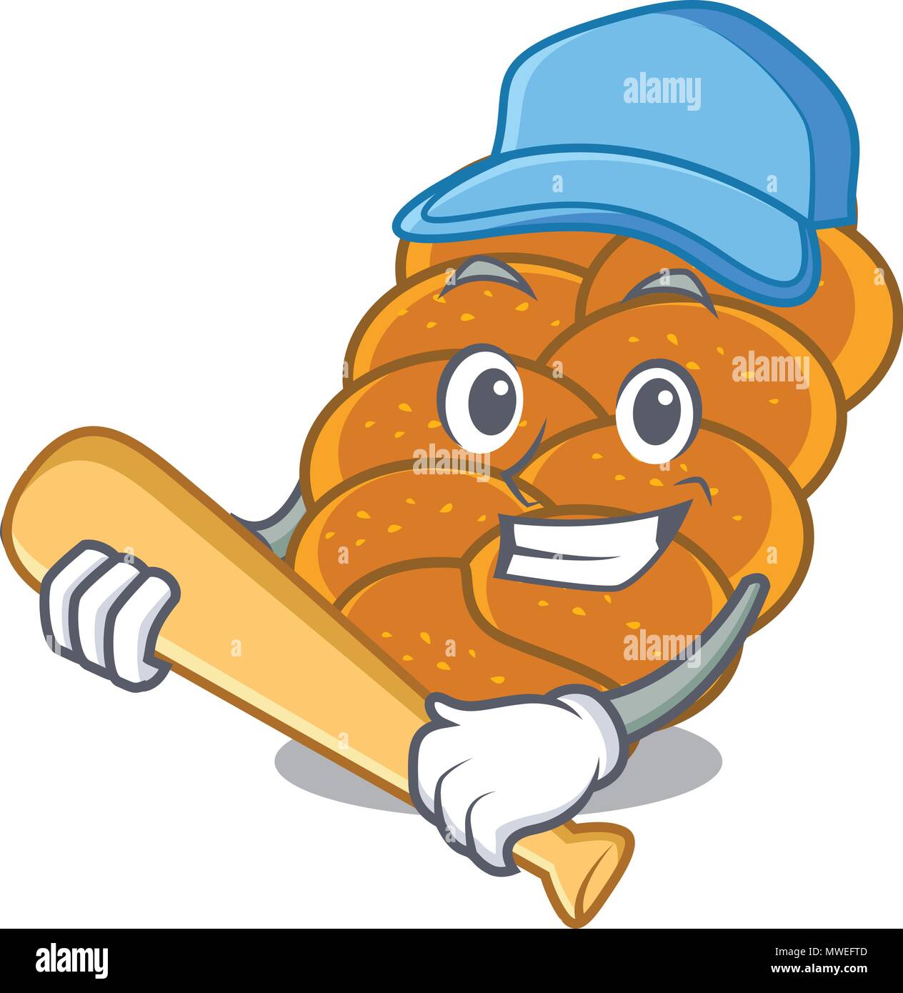 Playing baseball challah character cartoon style Stock Vector Image ...