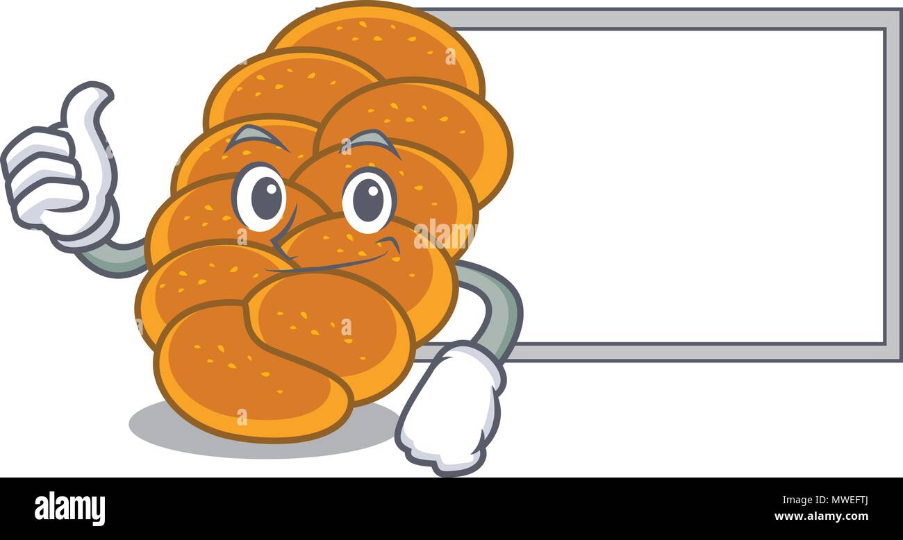 Thumbs up with board challah character cartoon style Stock Vector Image ...