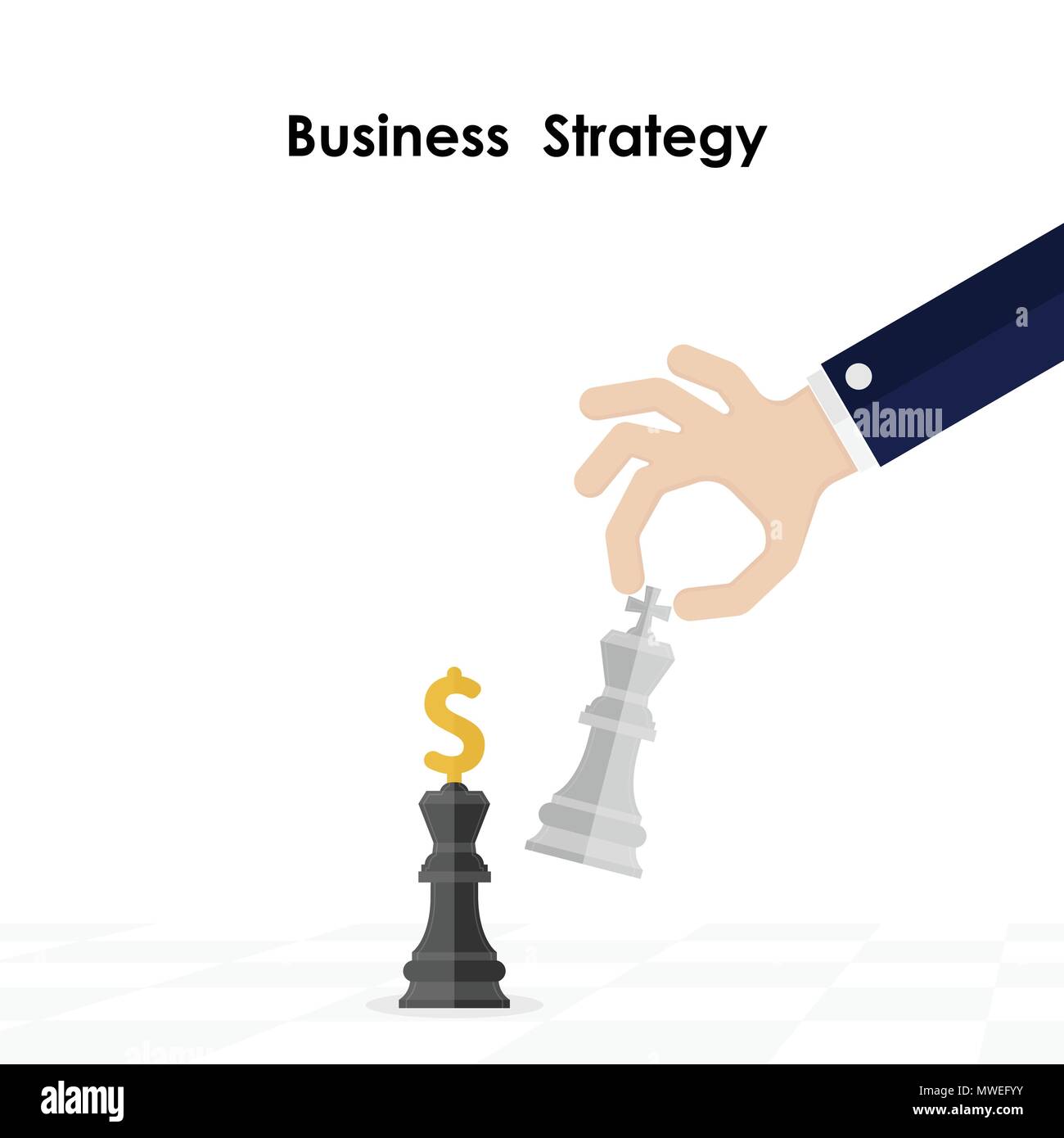 Hands and King of chess symbol with business and marketing strategy ...