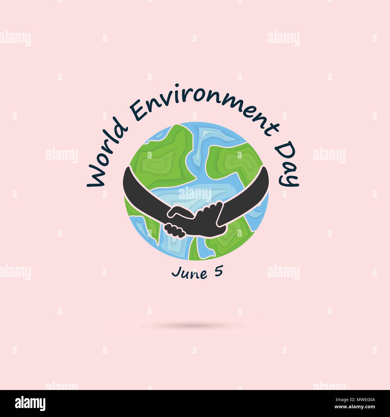 Hand and Green Leaves sign.World Environment day concept vector logo ...