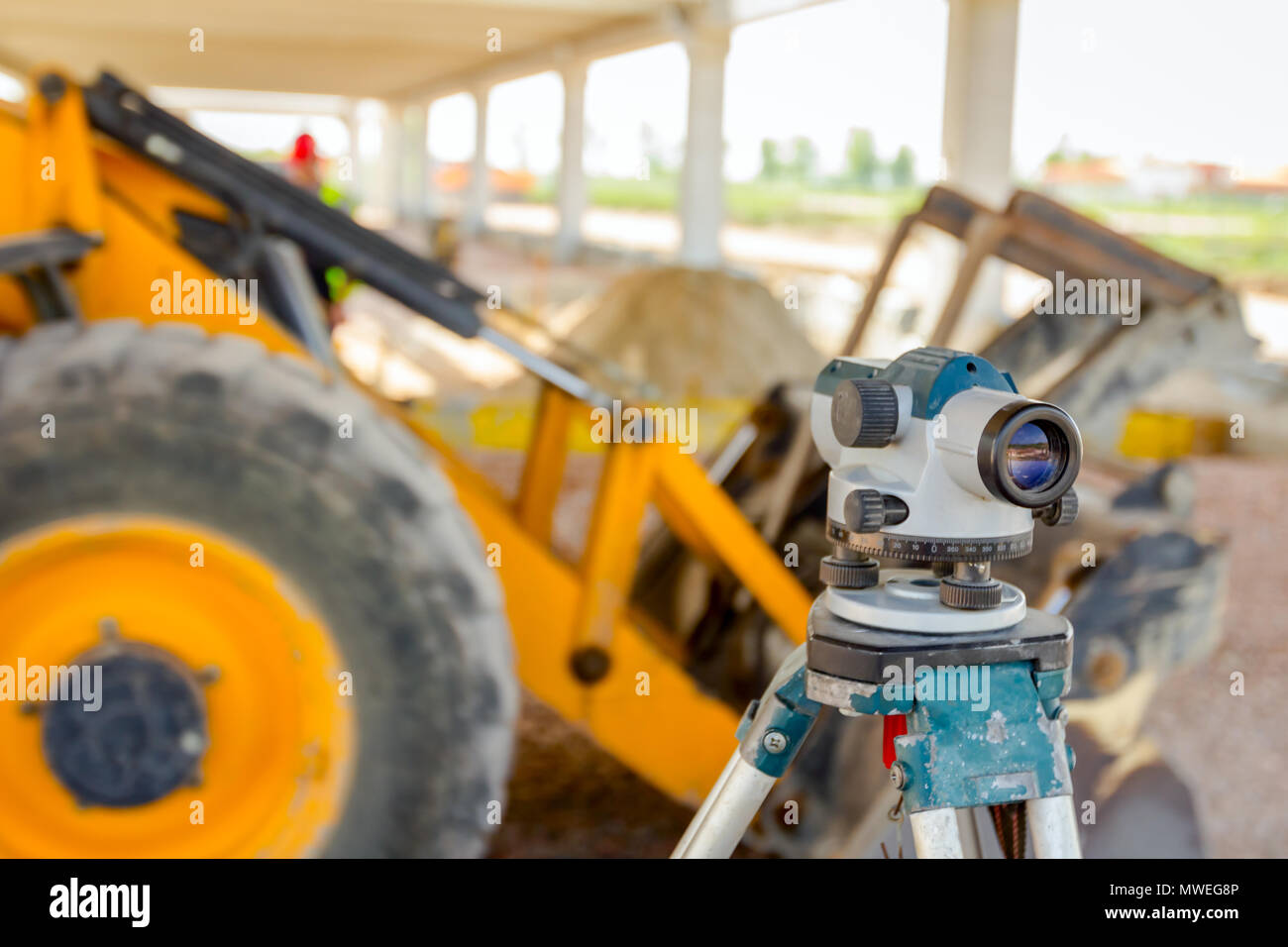 Surveyor instrument for measuring level on construction site, excavator ...