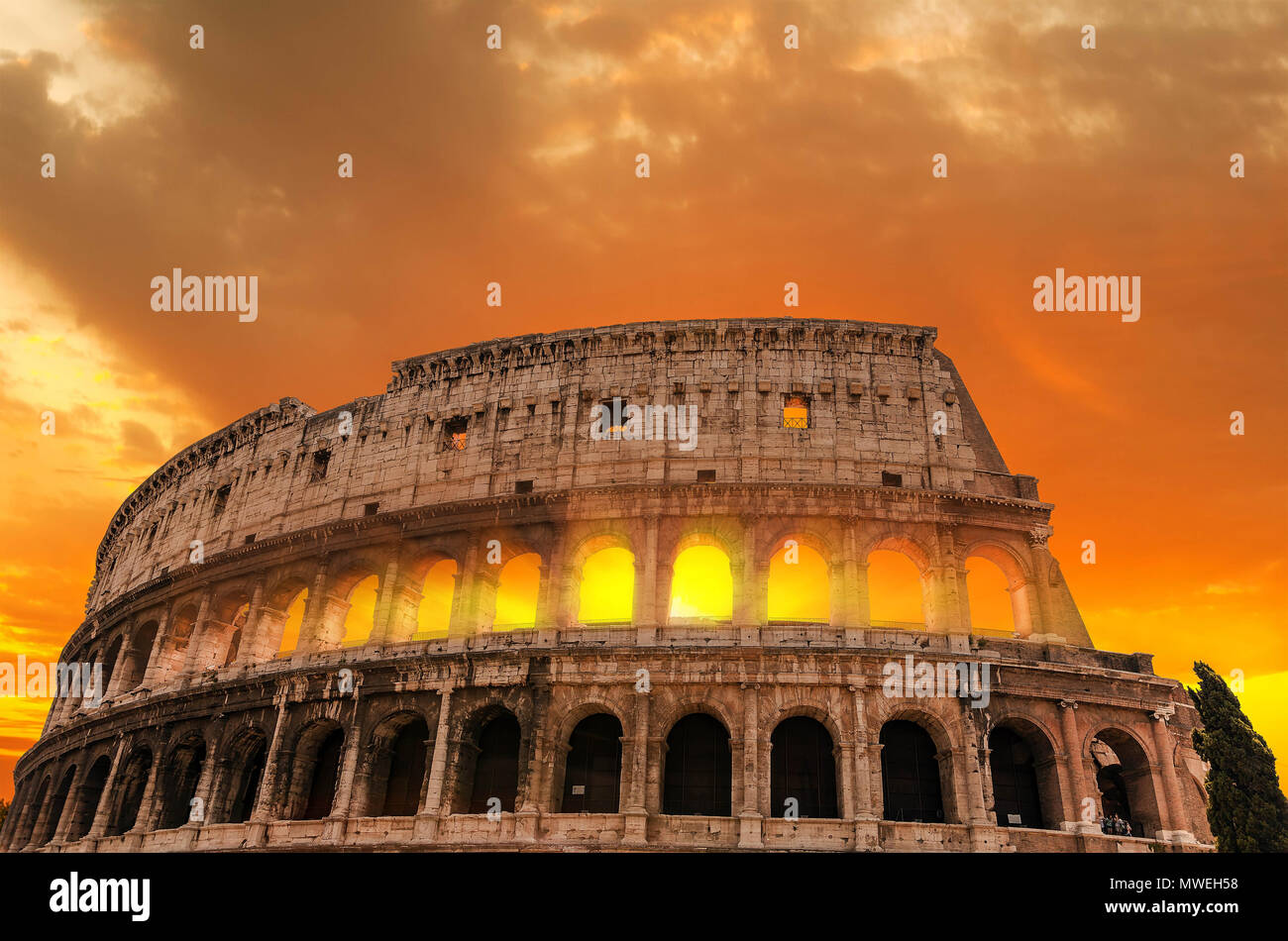 Roman Colosseum at sunset Stock Photo - Alamy