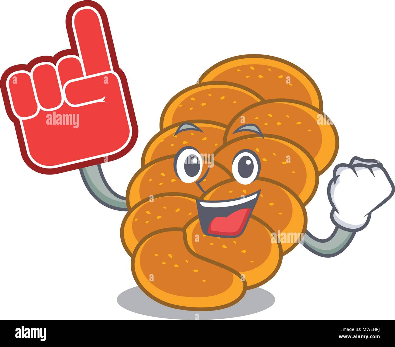 Foam finger challah mascot cartoon style Stock Vector Image & Art - Alamy